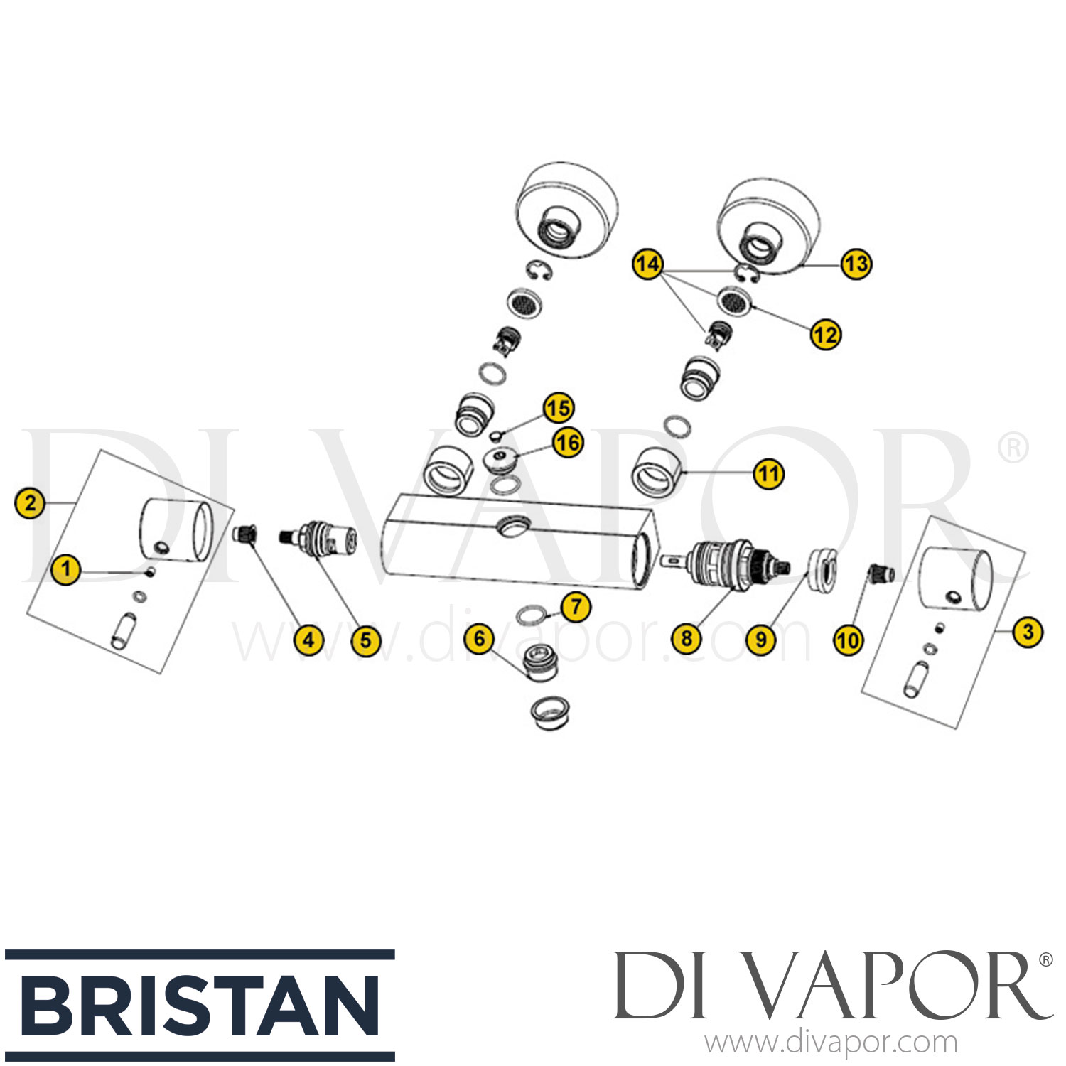 Bristan Prism Bar Mixer Shower Spare Parts - BR DV 372