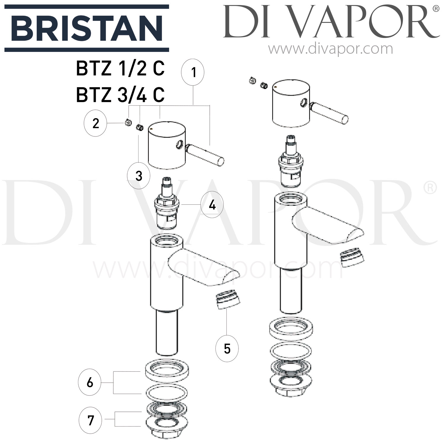Bristan BTZ 1/2 C Blitz Basin Taps Spare Parts