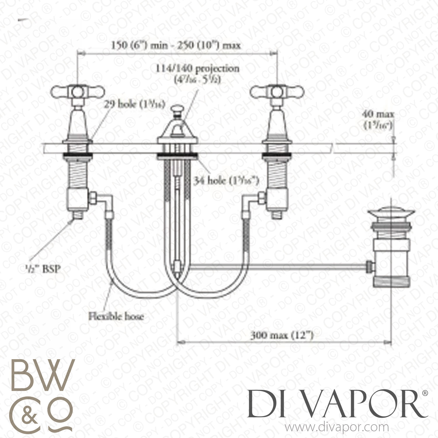 Barber Wilsons RCL6456-19 1900 Regent China Lever Widespread Tap Spare ...