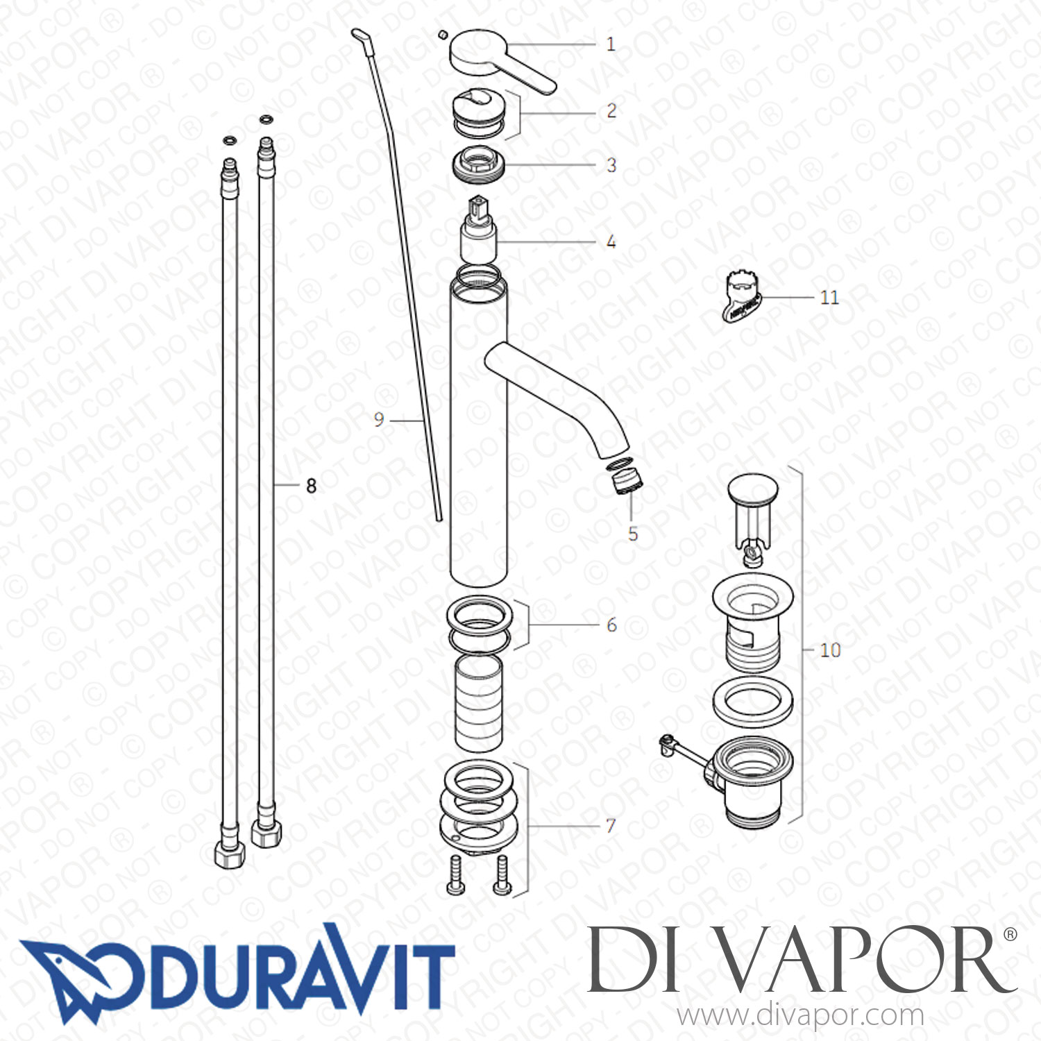 Duravit C.1 Single Lever Basin Mixer S (C11010001) Spare Parts