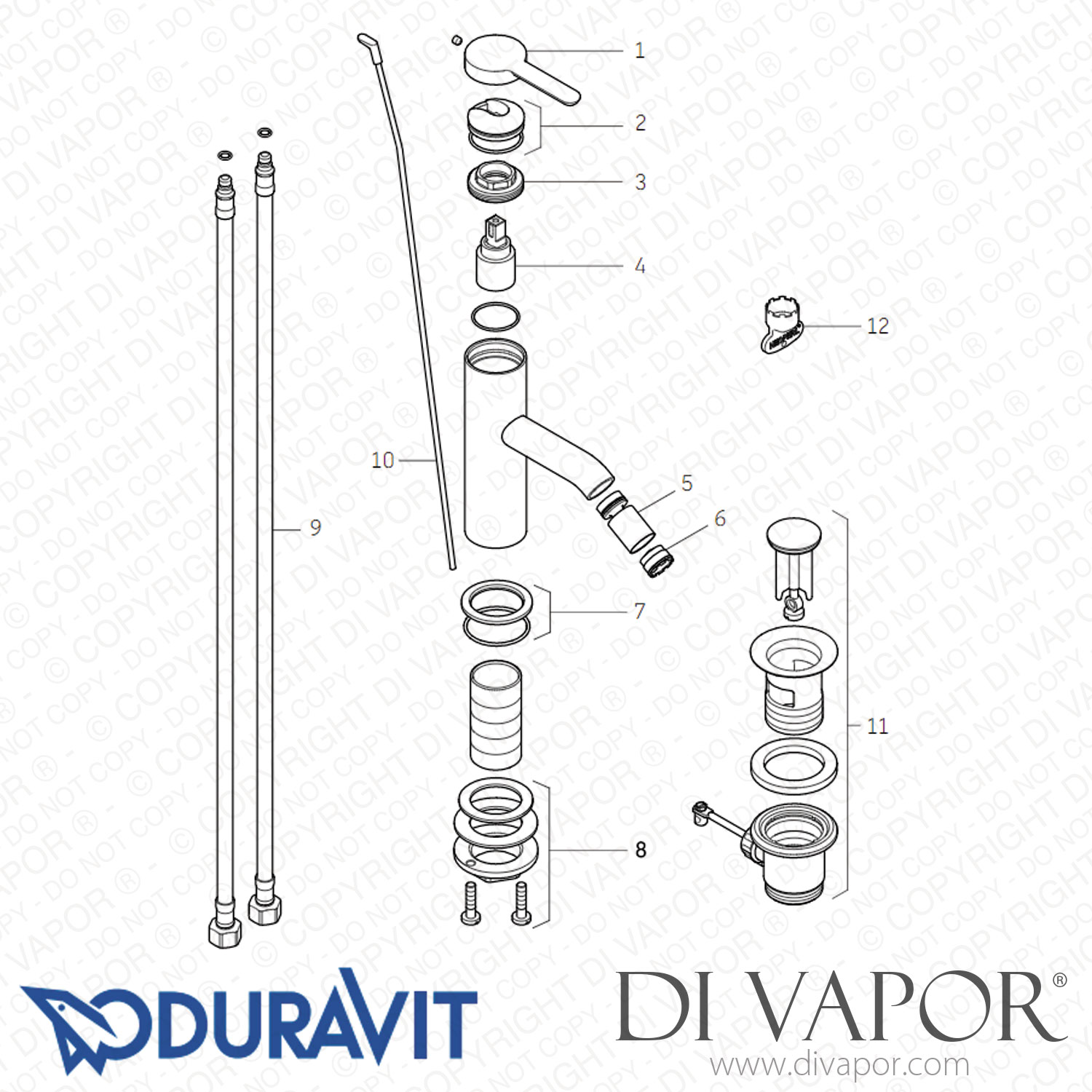 Duravit C.1 Single Lever Bidet Mixer (C12400001) Spare Parts