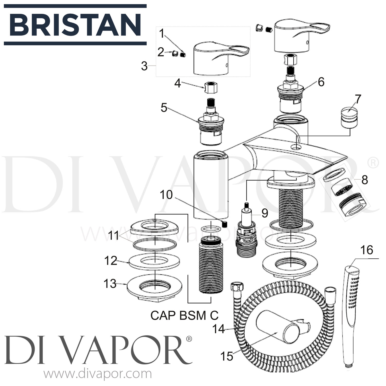 Bristan CAP BSM C Capri Bath Shower Mixer Spare Parts