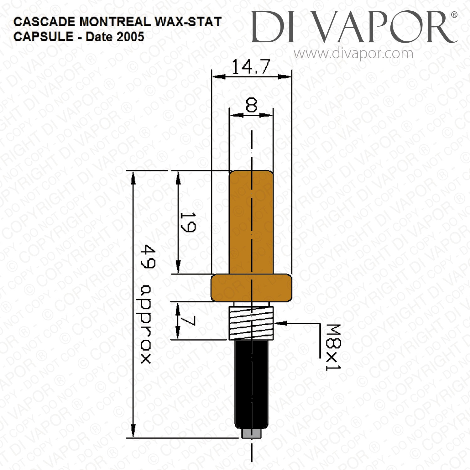 Wax Thermostat for Cascade Montreal Bar Shower Mixer CAS M SHXAR C ...