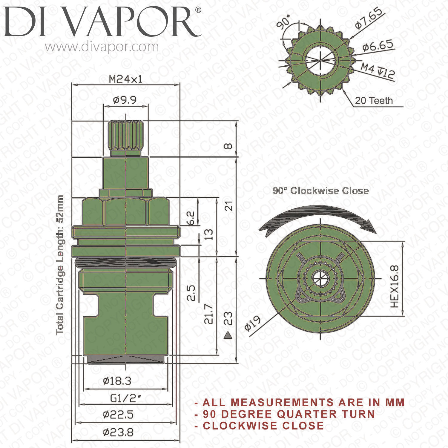 CC5 Tap Cartridge Cold Spare 1/2 Inch