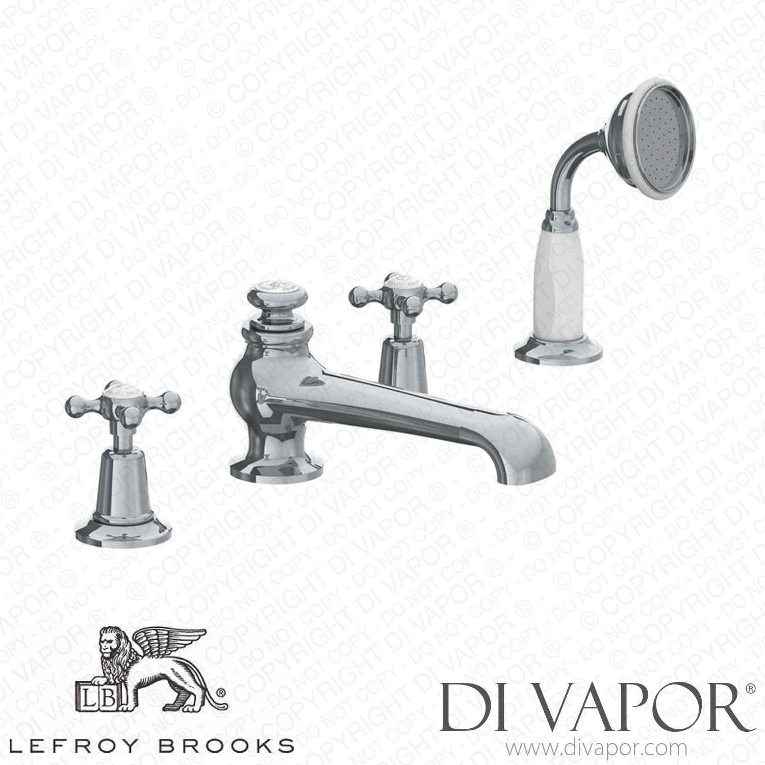 Lefroy Brooks Connaught Four Hole Bath Set With Diverter & Pull-out ...