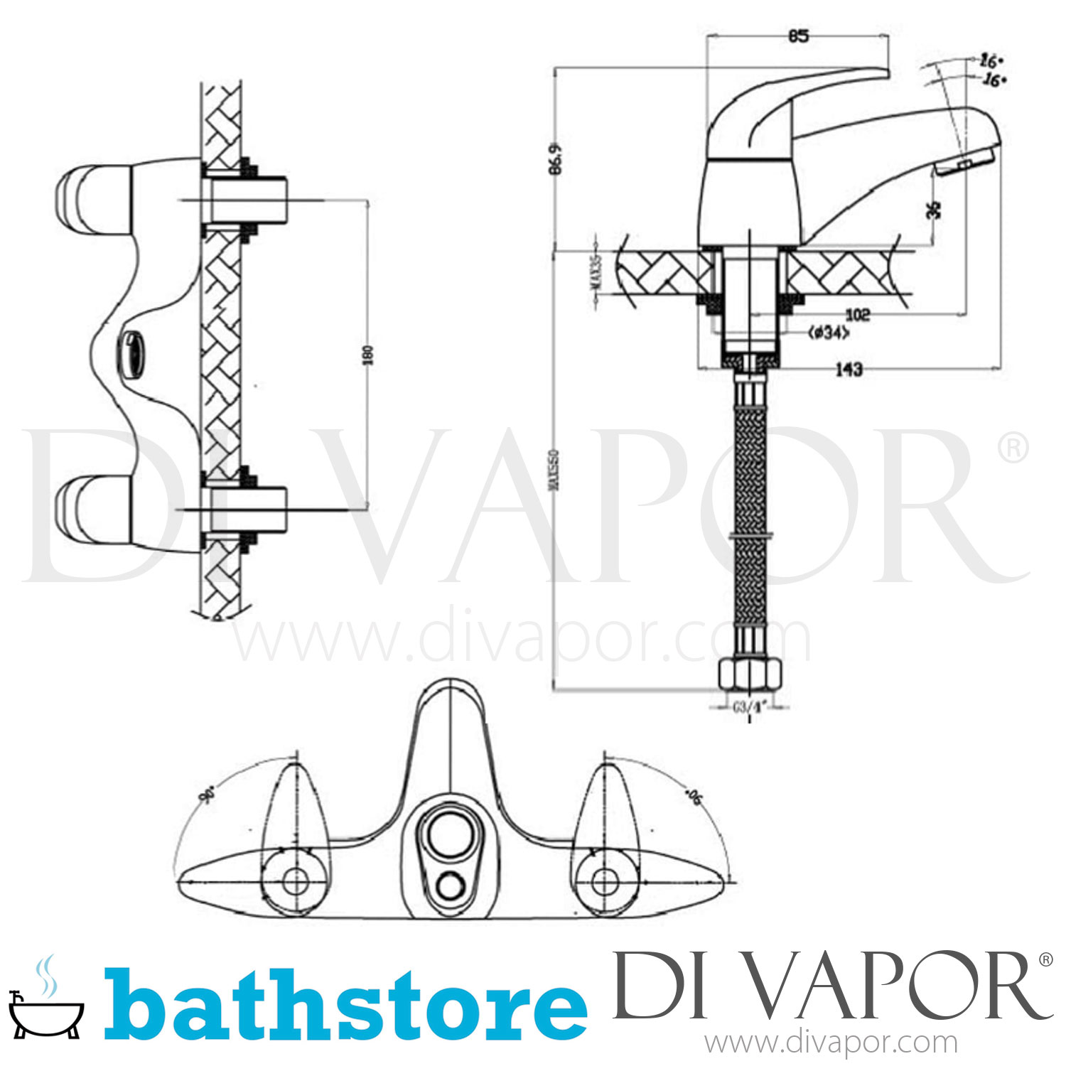 Bathstore CHR CO322DC Contour Dual Deck Bath Filler Tap Spare Parts