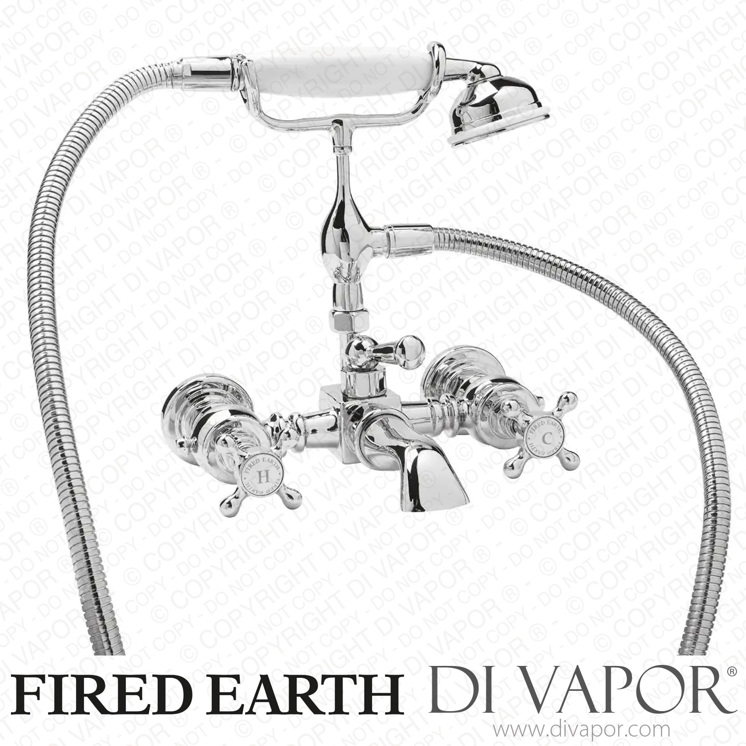 FIRED EARTH Classic Wall Mounted Bath and Shower Mixer (CLAWMIX2-1 ...