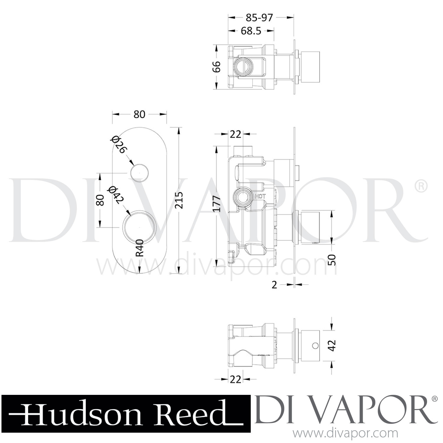 Hudson Reed Ignite Round One Outlet Push-Button Thermostatic Shower ...