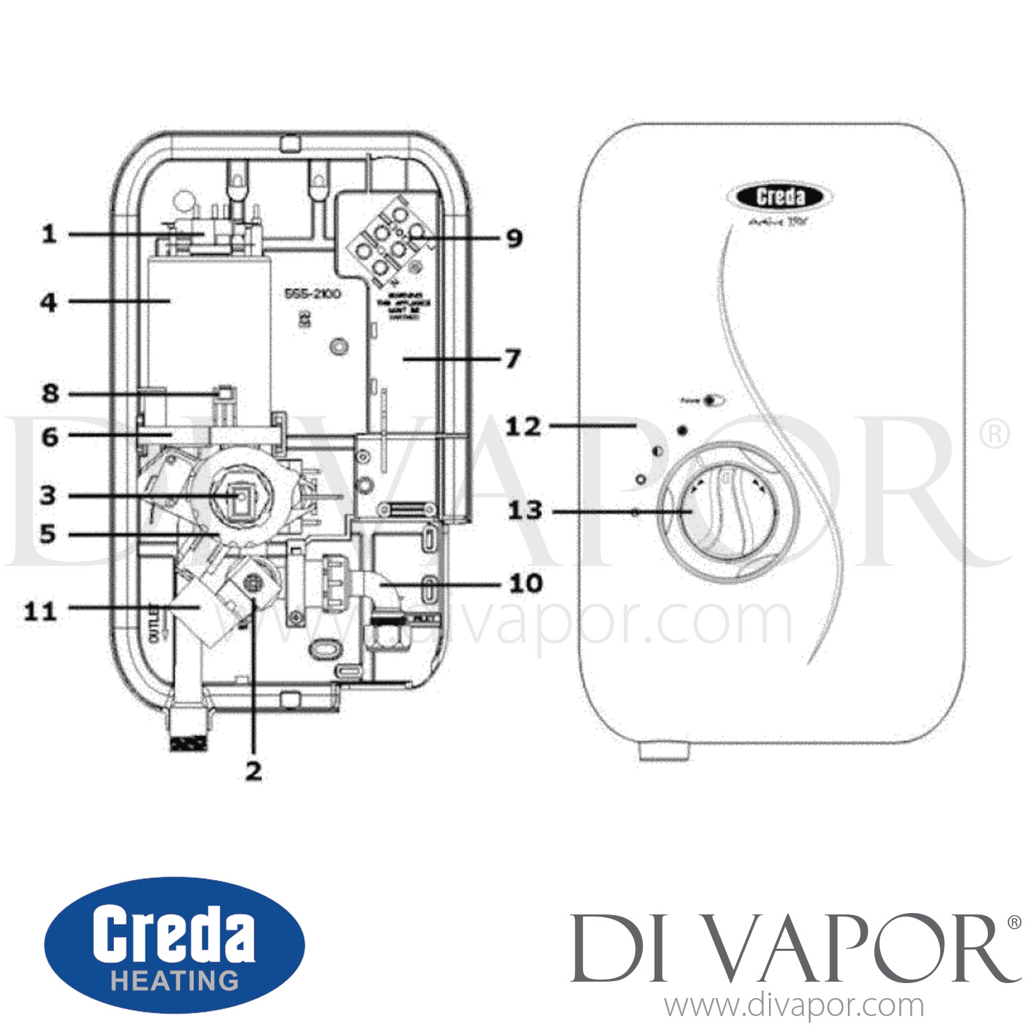 Creda Active 350S Electric Shower Spare Parts