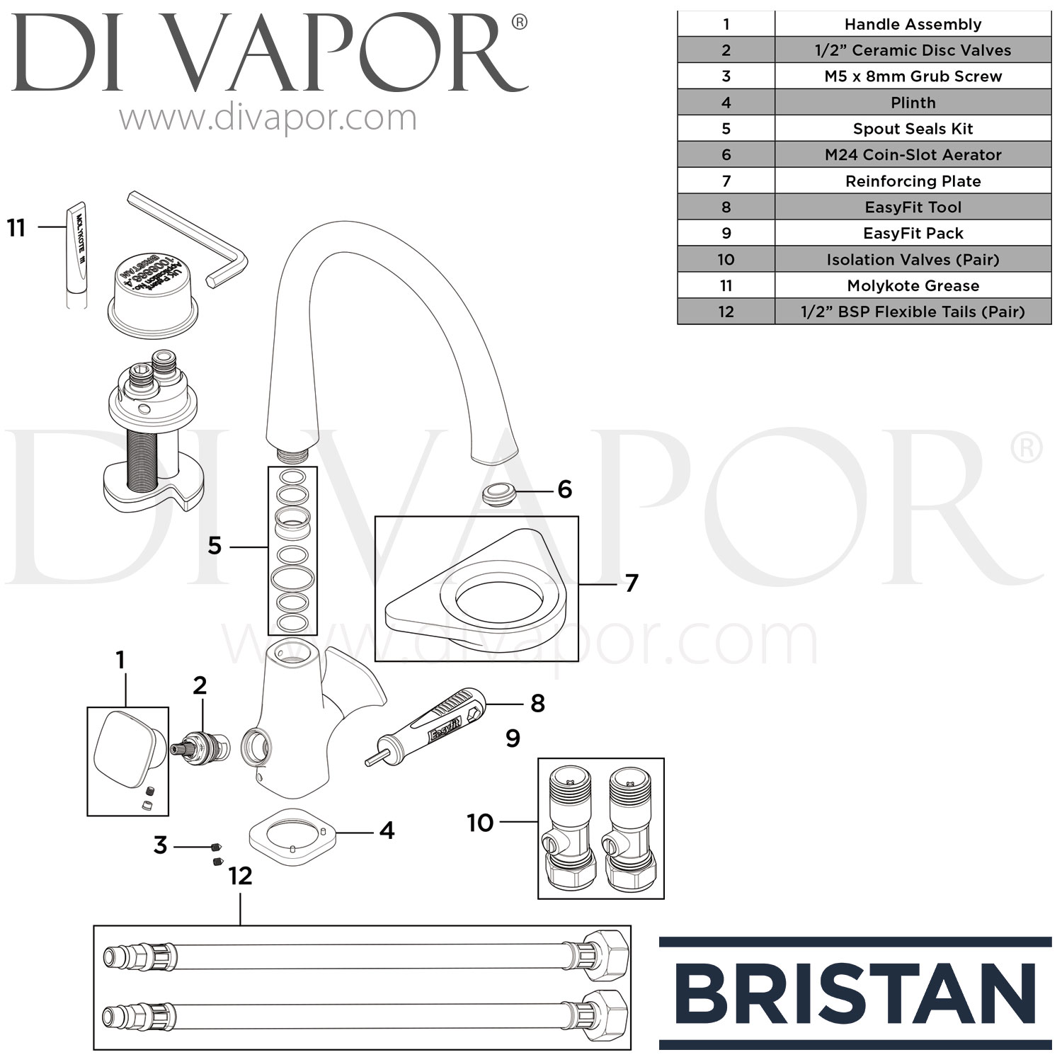 Bristan CRM EFSNK C Caramel Easyfit Sink Mixer Tap Spare Parts