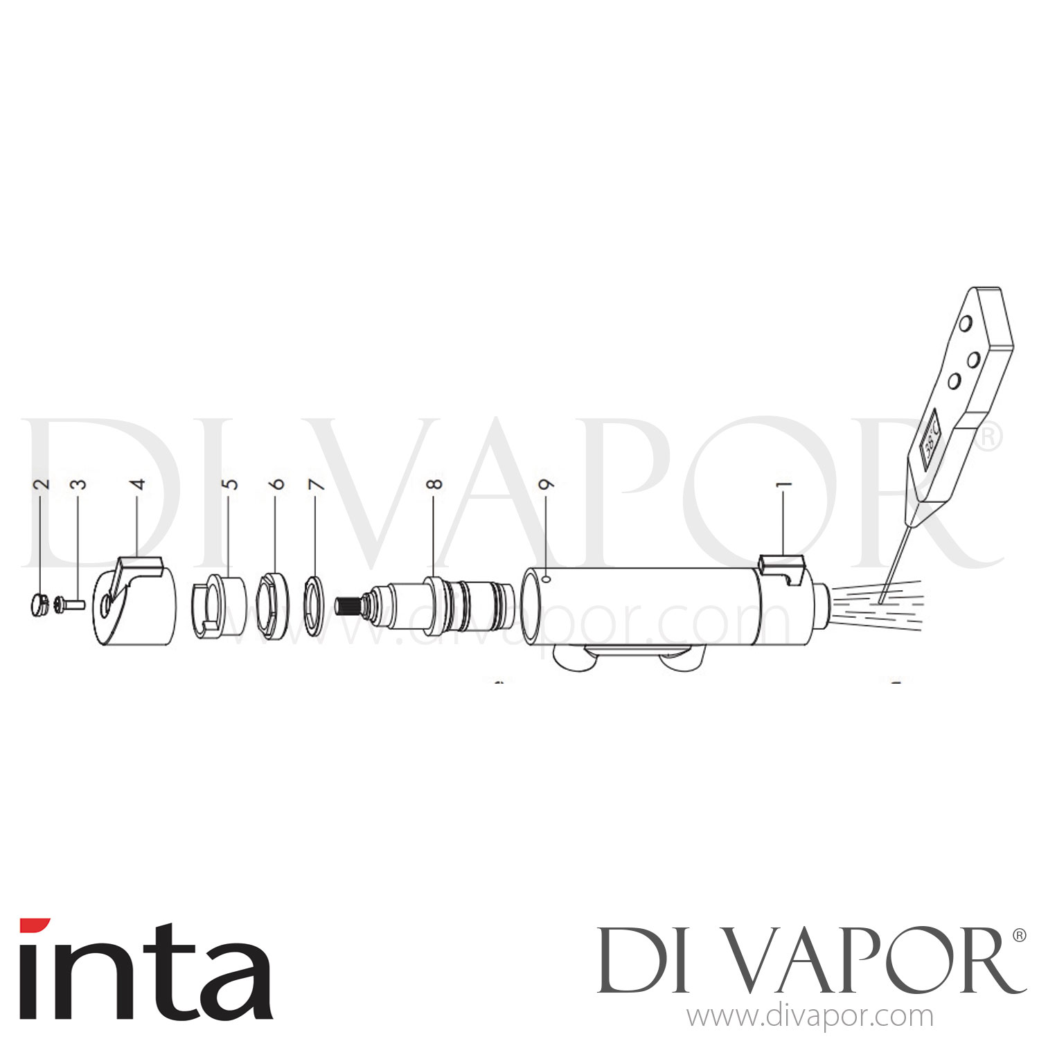 Inta CT60038CP City Thermostatic In-Line Vertical with Shower Pole ...