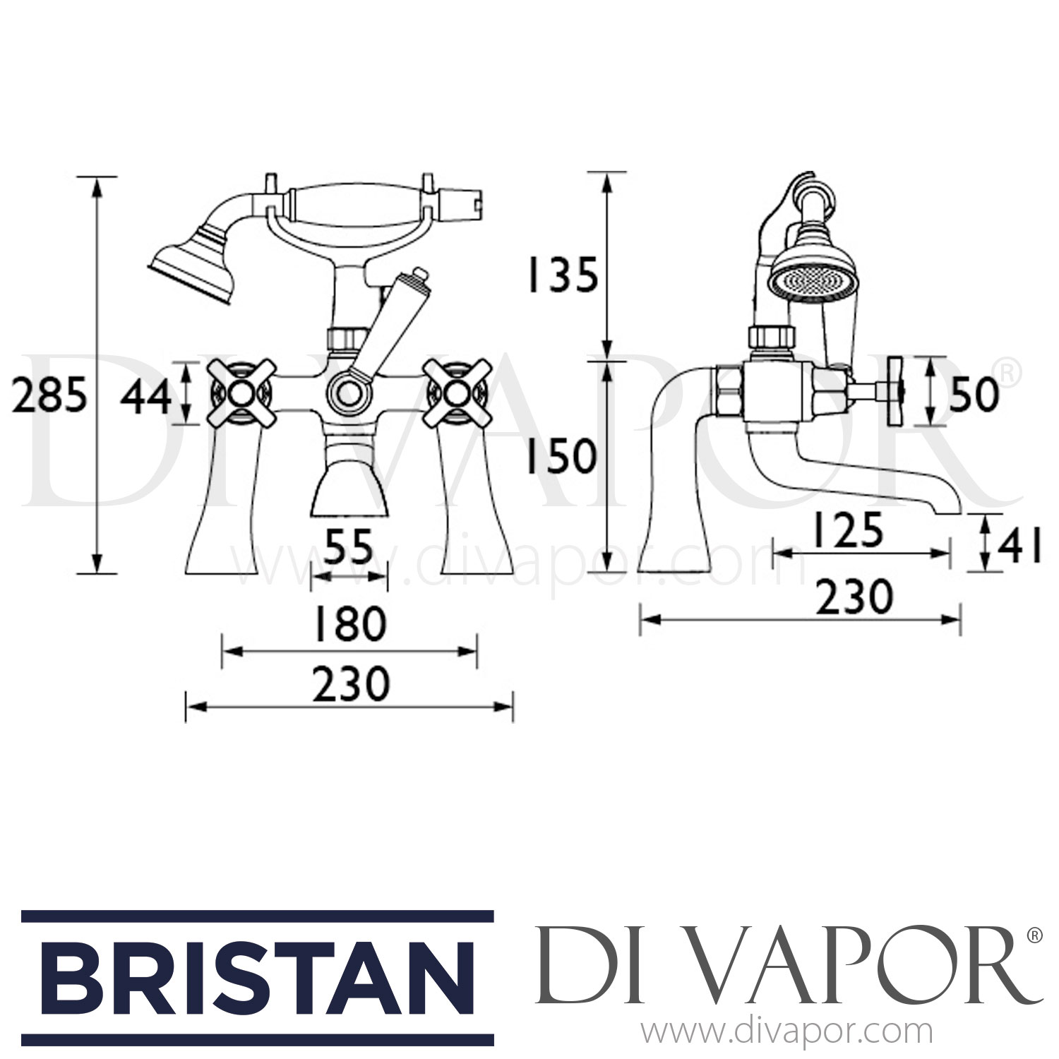 Bristan D2 BSM C CD Art Deco Bath Shower Mixer Tap Valve - 180mm Centres