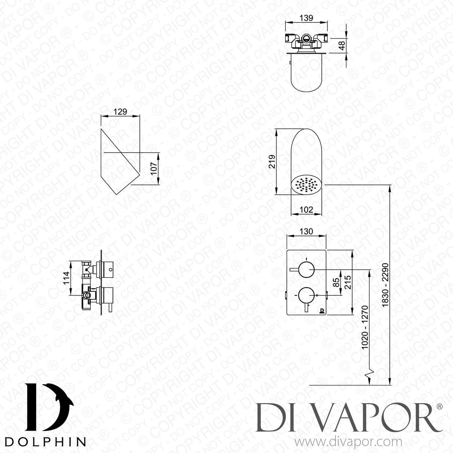 Dolphin Solutions SHOWER SET WITH WALL MOUNTED HEAD AND HANDHELD ...