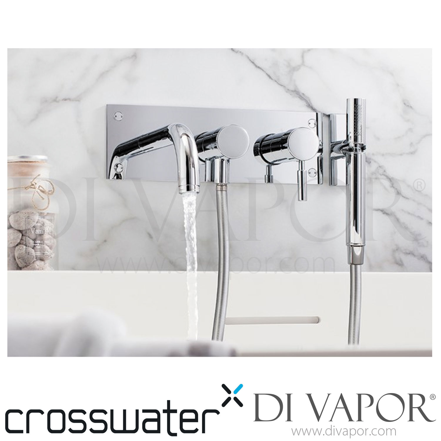 Crosswater DE431WC Design Bath 3 Hole Set with Kit Spare Parts