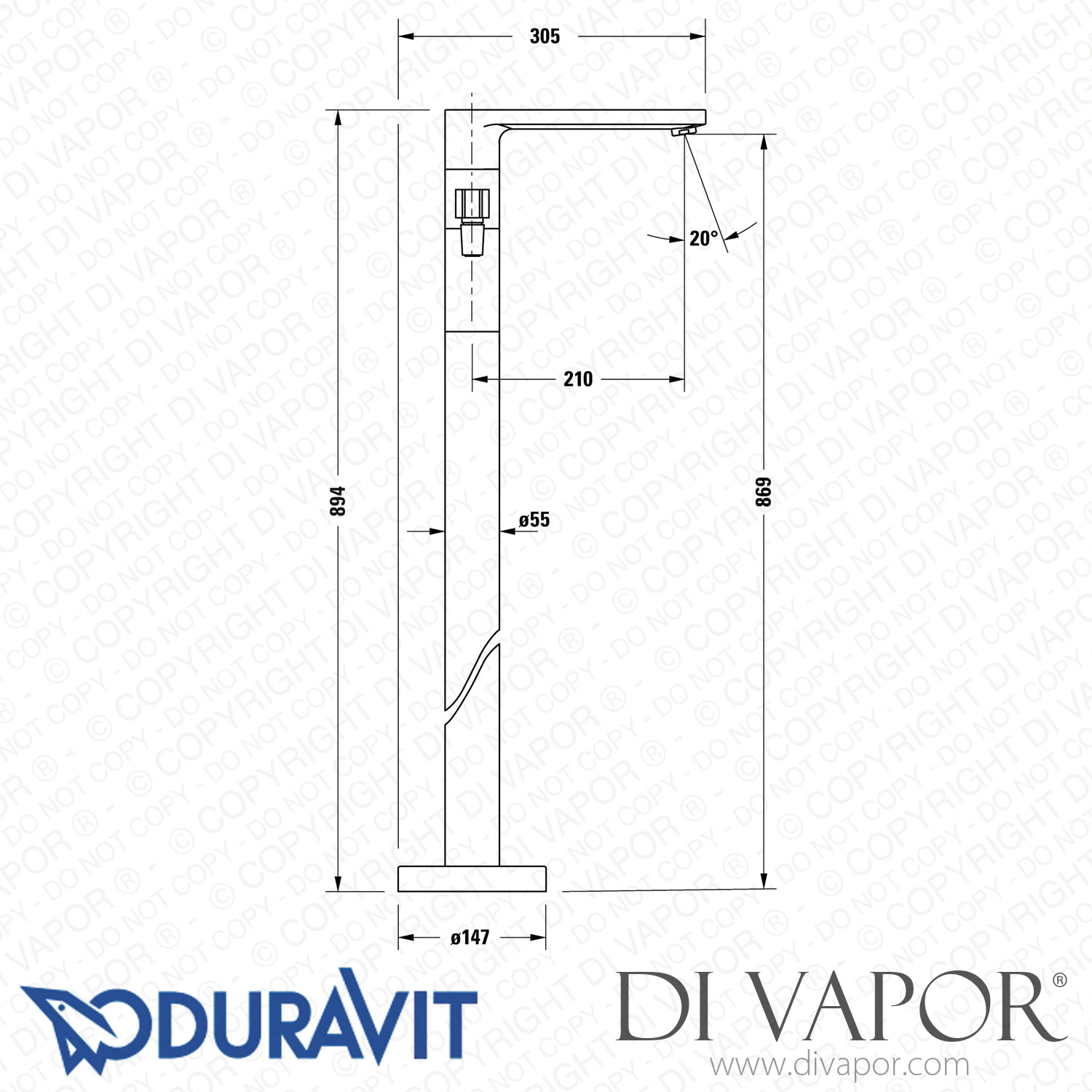 Duravit D-neo Freestanding Bath Mixer (De5250000) Spare Parts