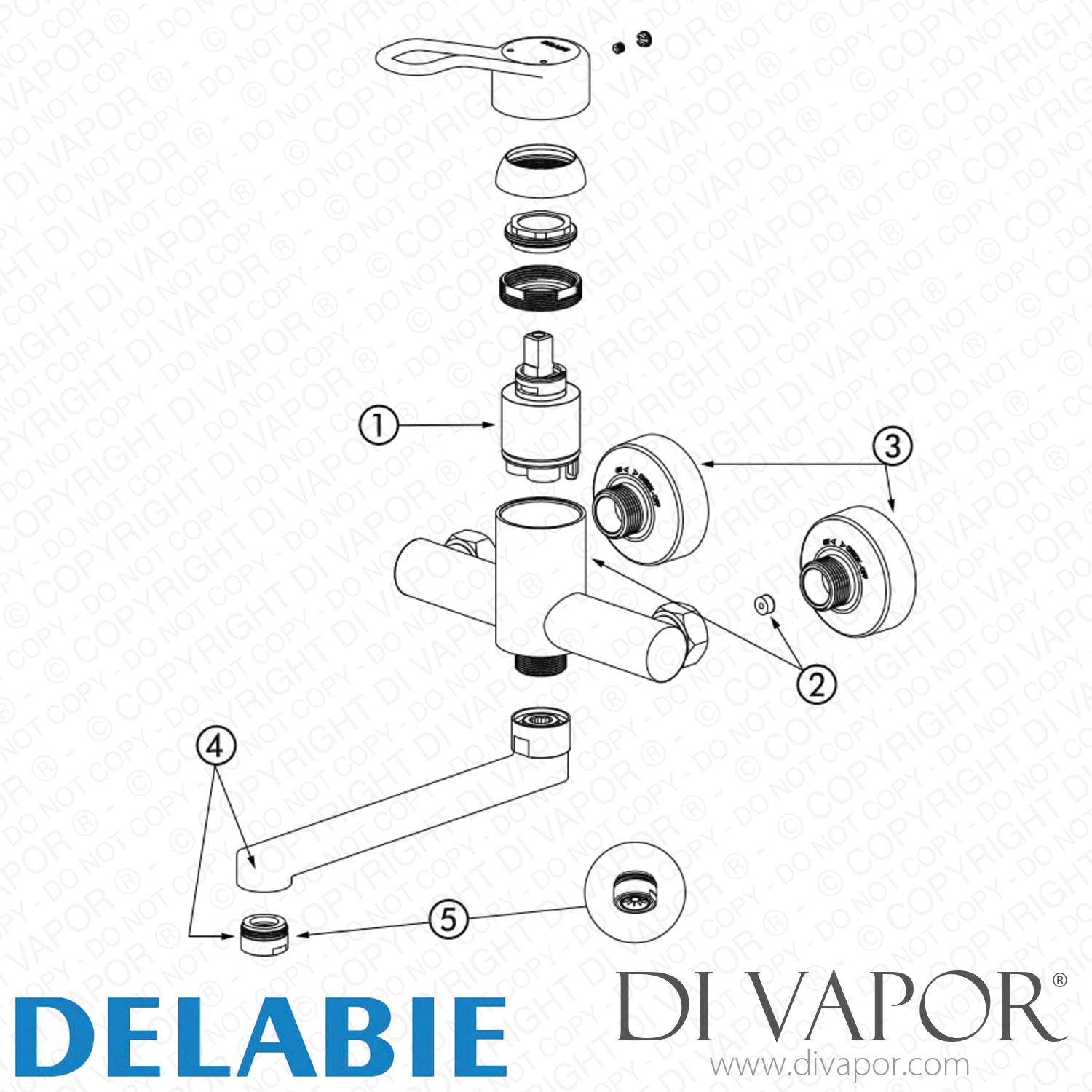 Delabie 2445 Mechanical Basin Mixer Spare Parts