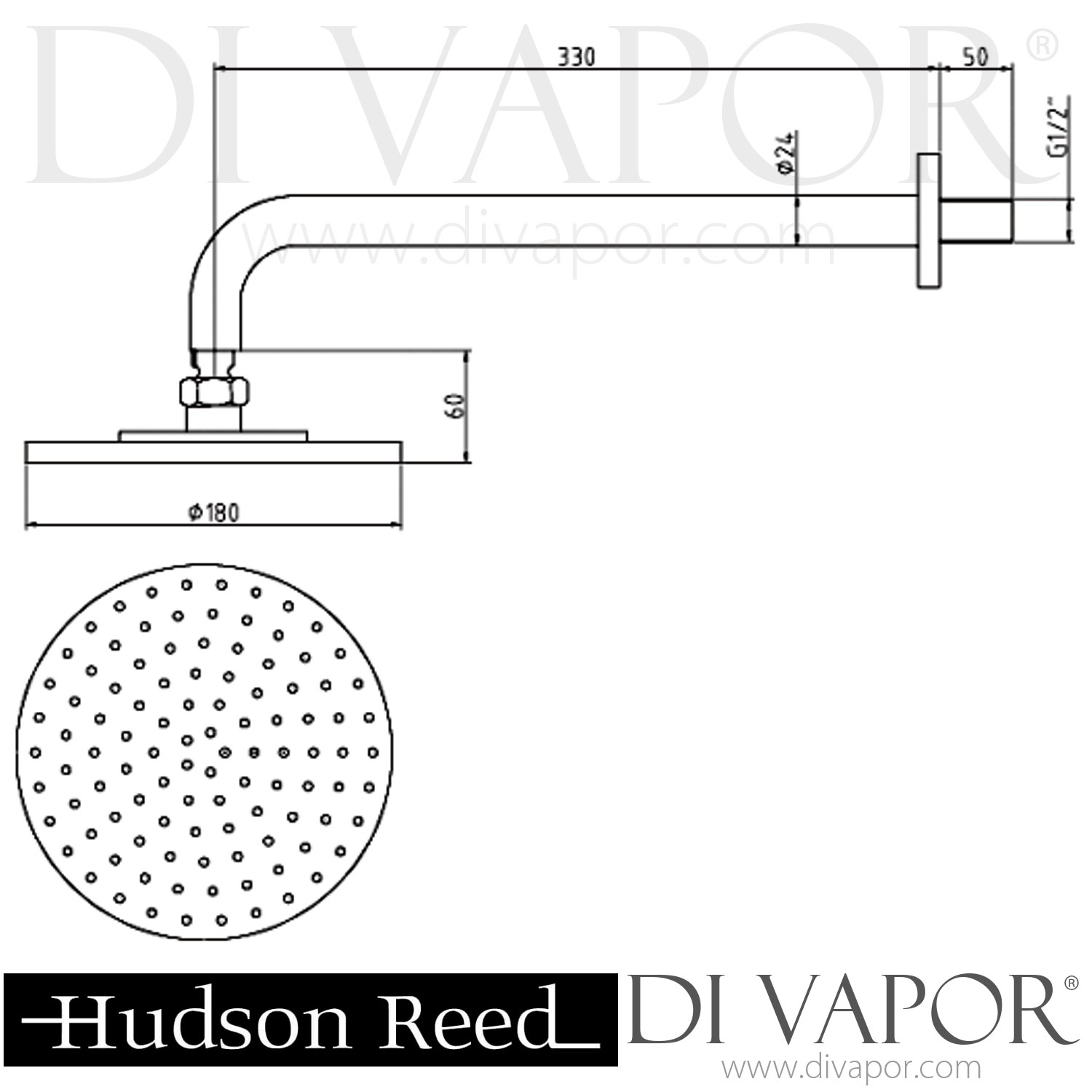 Hudson Reed Remote Digital Shower With Round Sheer Fixed Shower Head ...