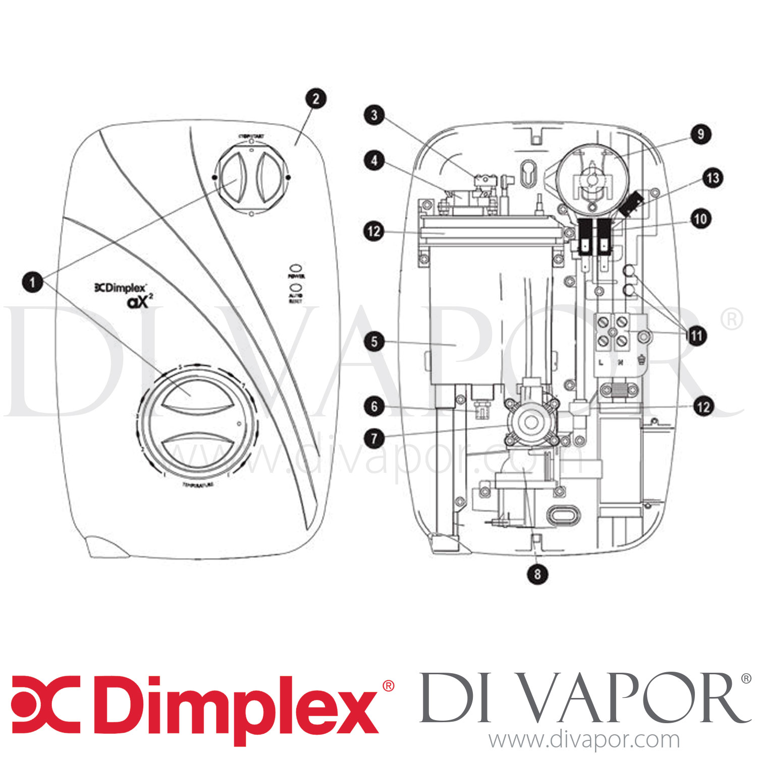 Dimplex AX2 Electric Shower Spare Parts