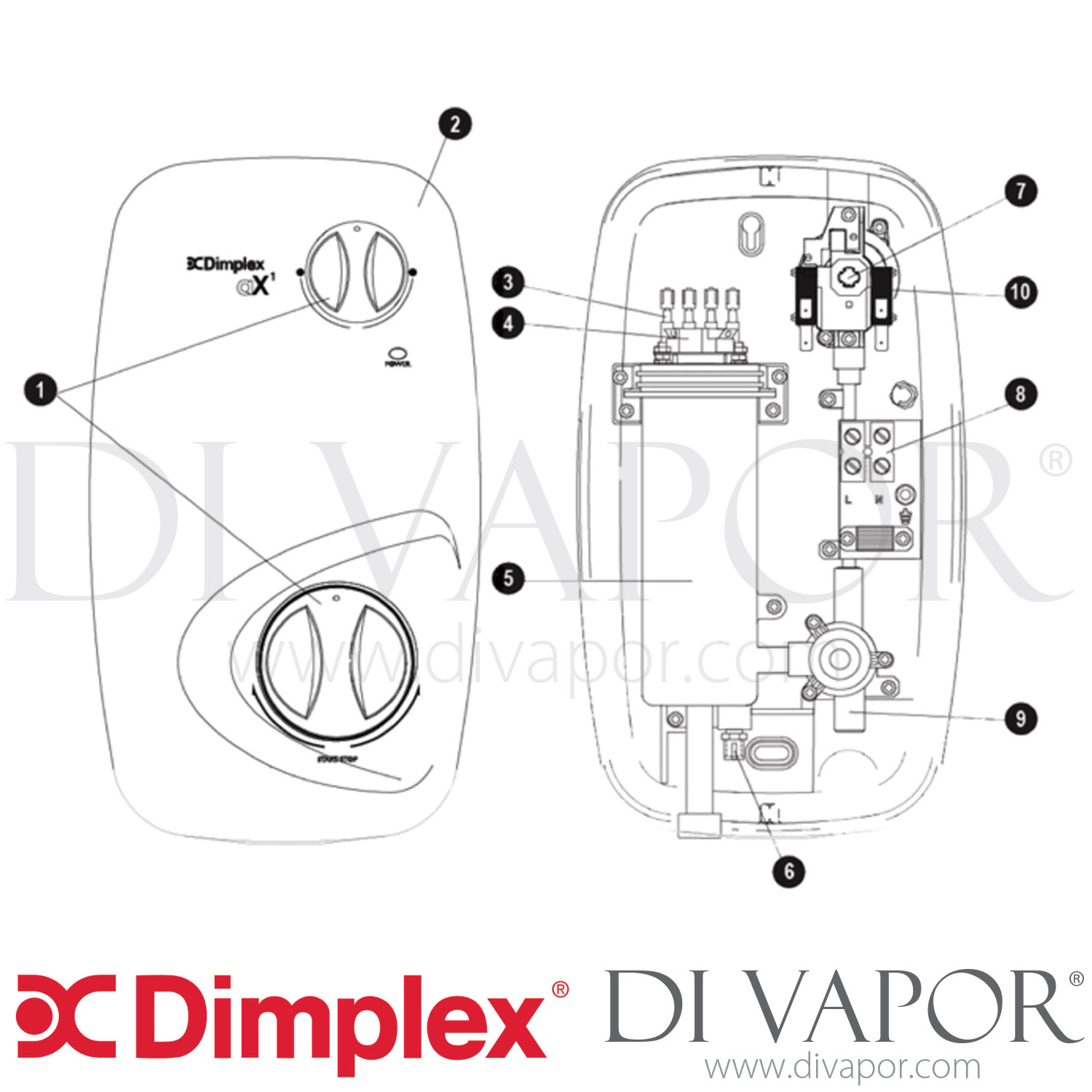Dimplex AX1 Electric Shower Spare Parts