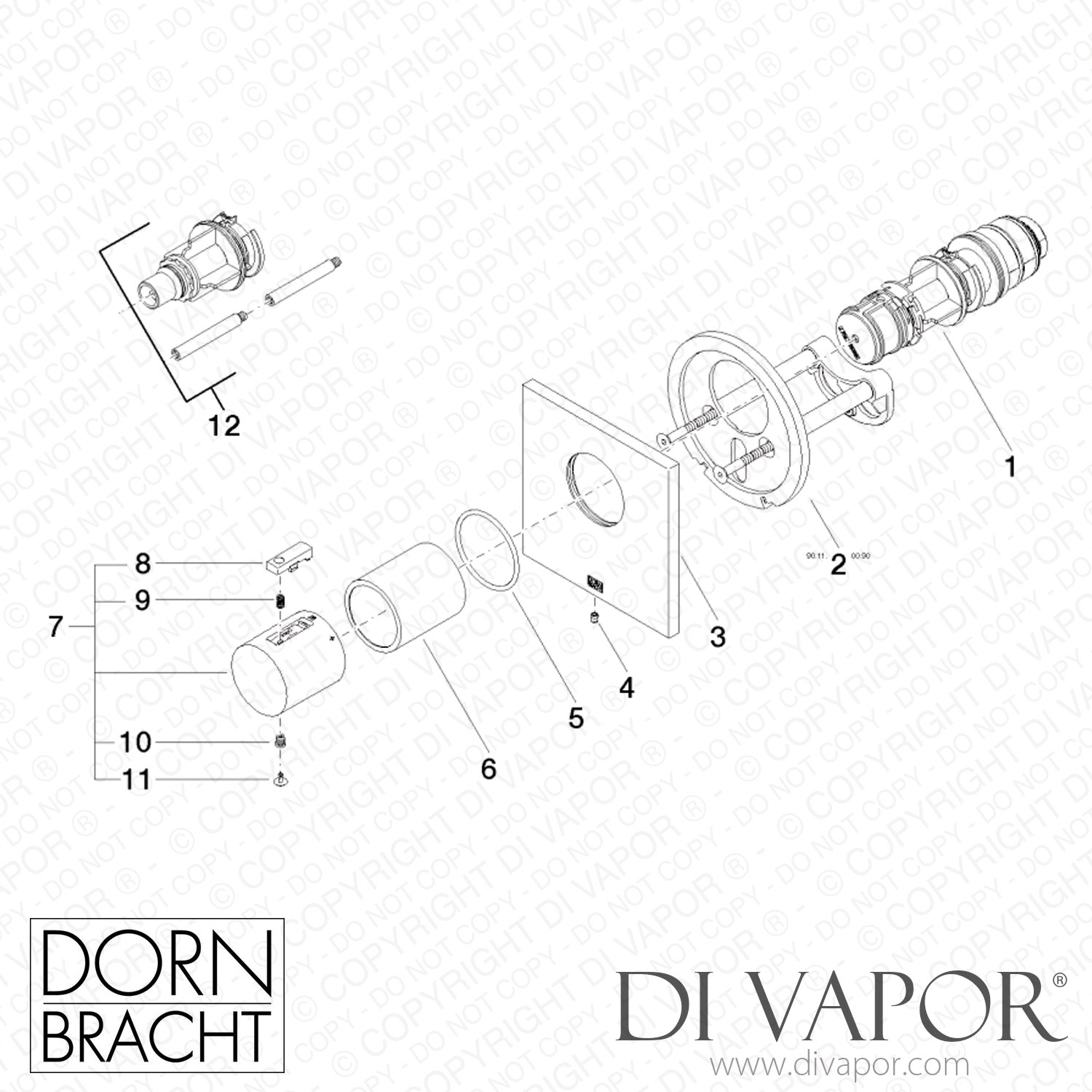 Dornbracht Mem xTool Thermostat Module with 2 Valves - Platinum Spare Parts