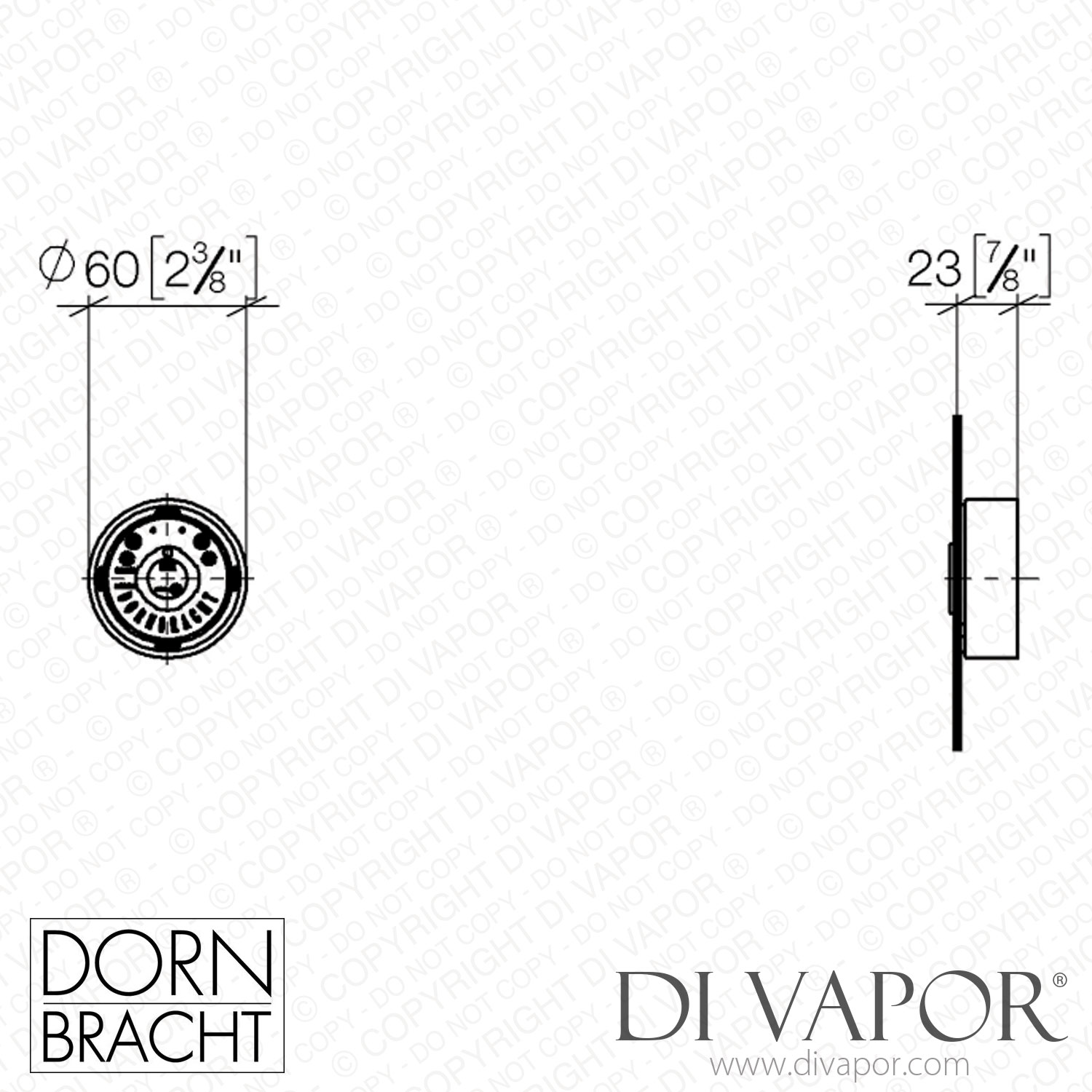 Dornbracht Cyo Wall Valve Clockwise Closing 3/4 - Brushed Dark Platinum ...
