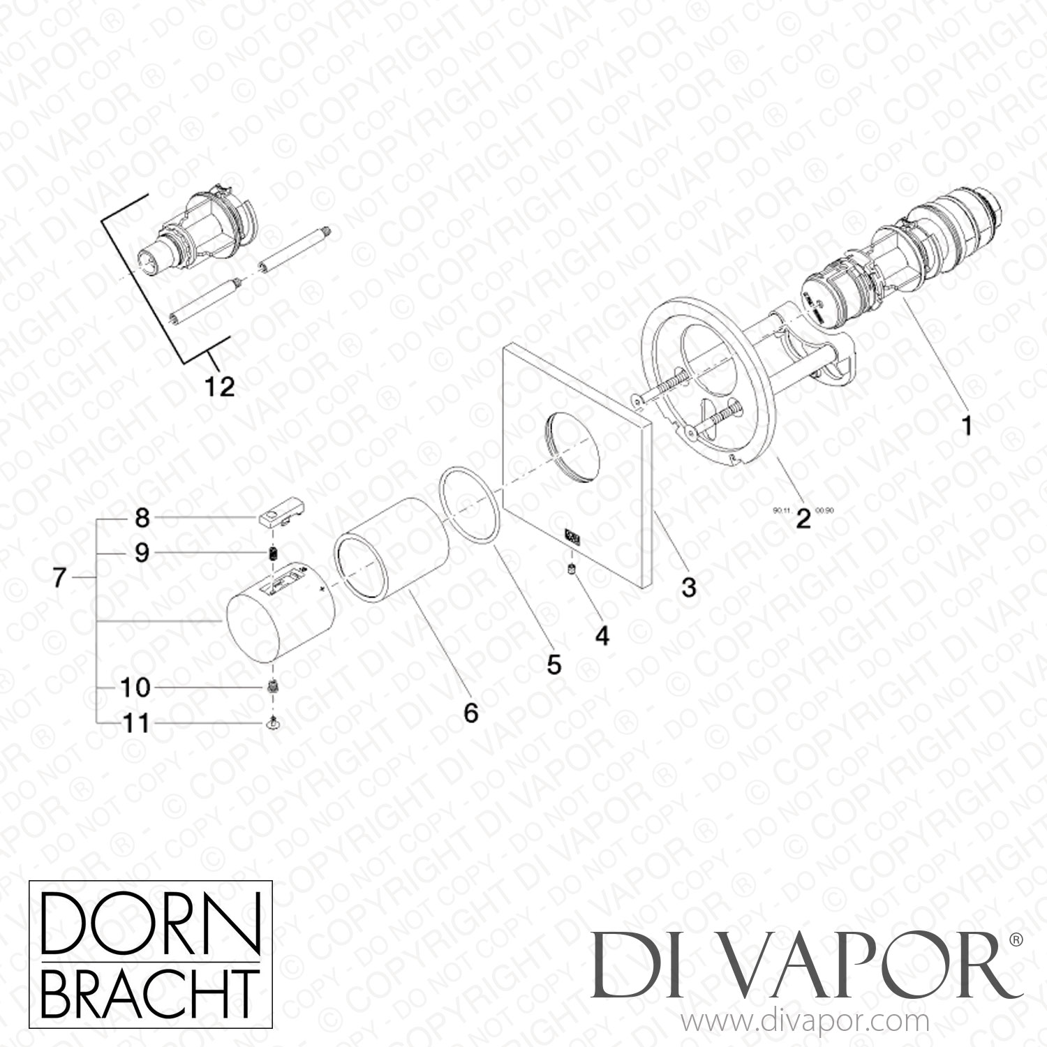 Dornbracht Mem xTool Thermostat Module with 3 Valves 36503780 99_1_36607782 99_3 - Brushed Dark ...