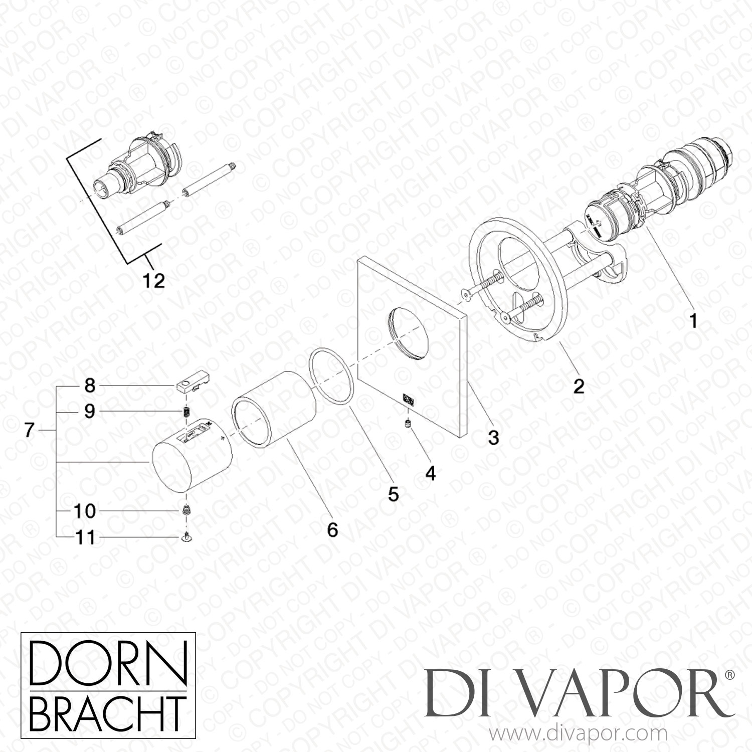 Dornbracht Cyo xTool Thermostat Module with 1 Valve 1/2 - Brushed Dark ...
