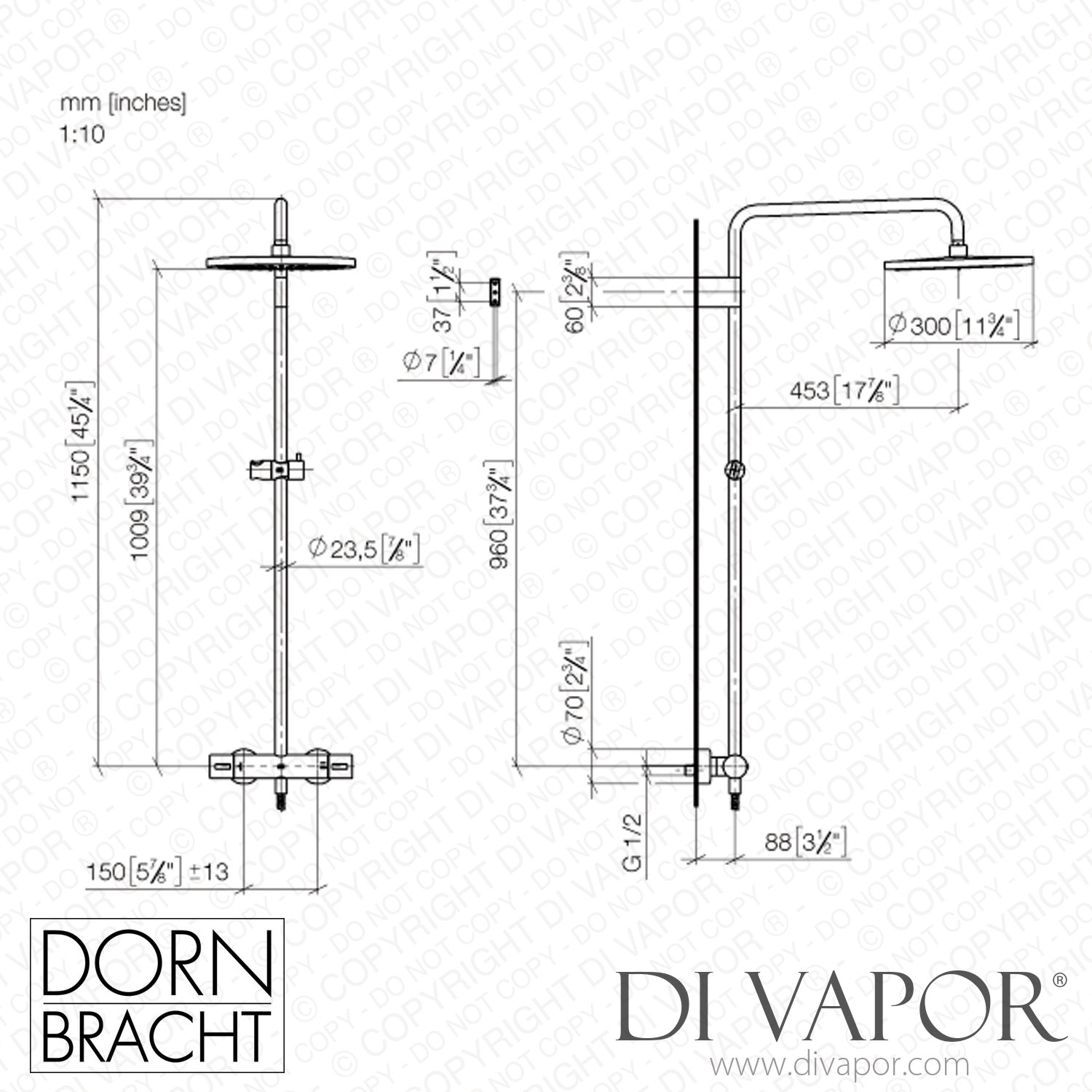 Dornbracht Series-Various Showerpipe with Shower Thermostat 34460979 99 ...