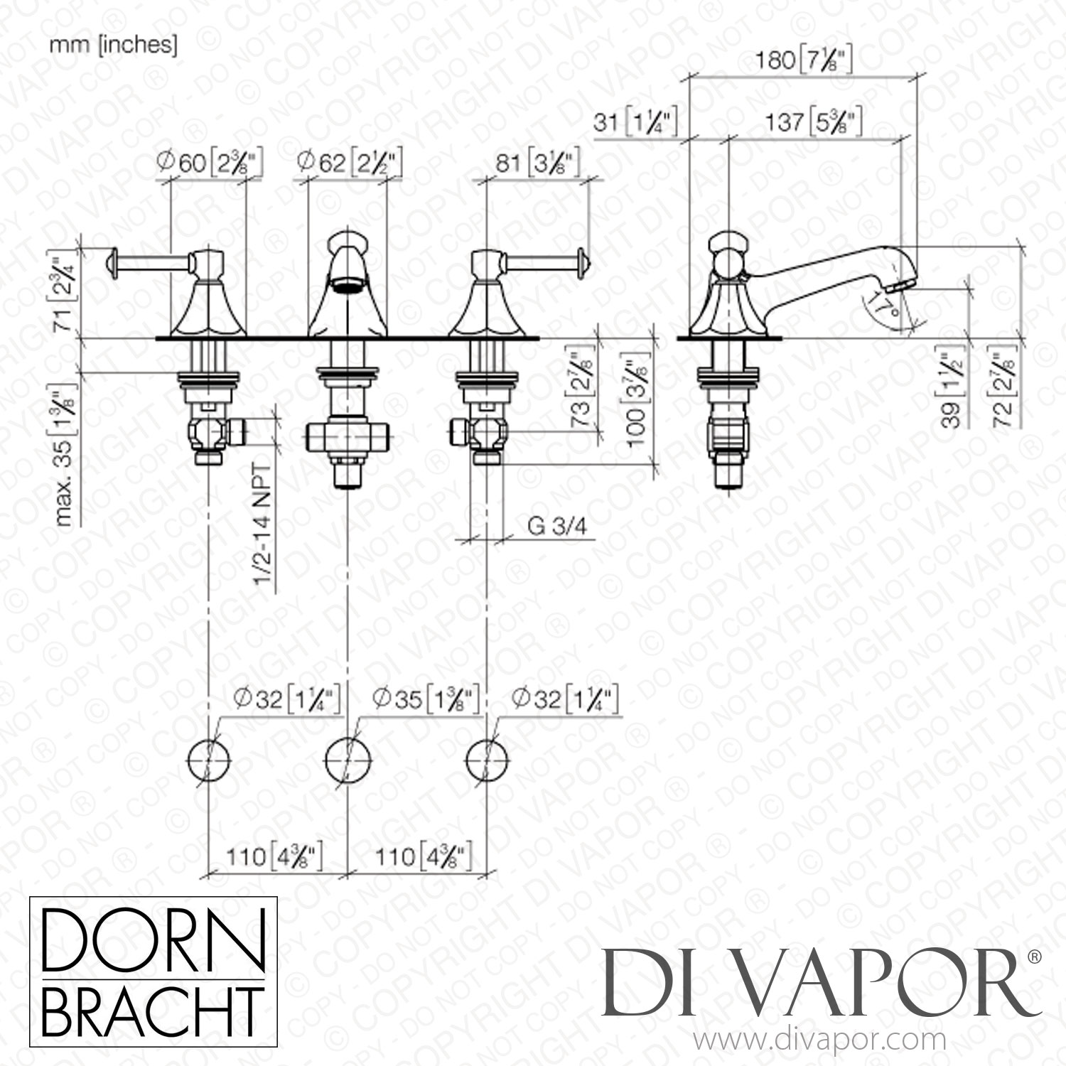 Dornbracht Madison Three-Hole Basin Mixer with Pop-Up Waste - Platinum Dorn Dv 1314 Spare Parts