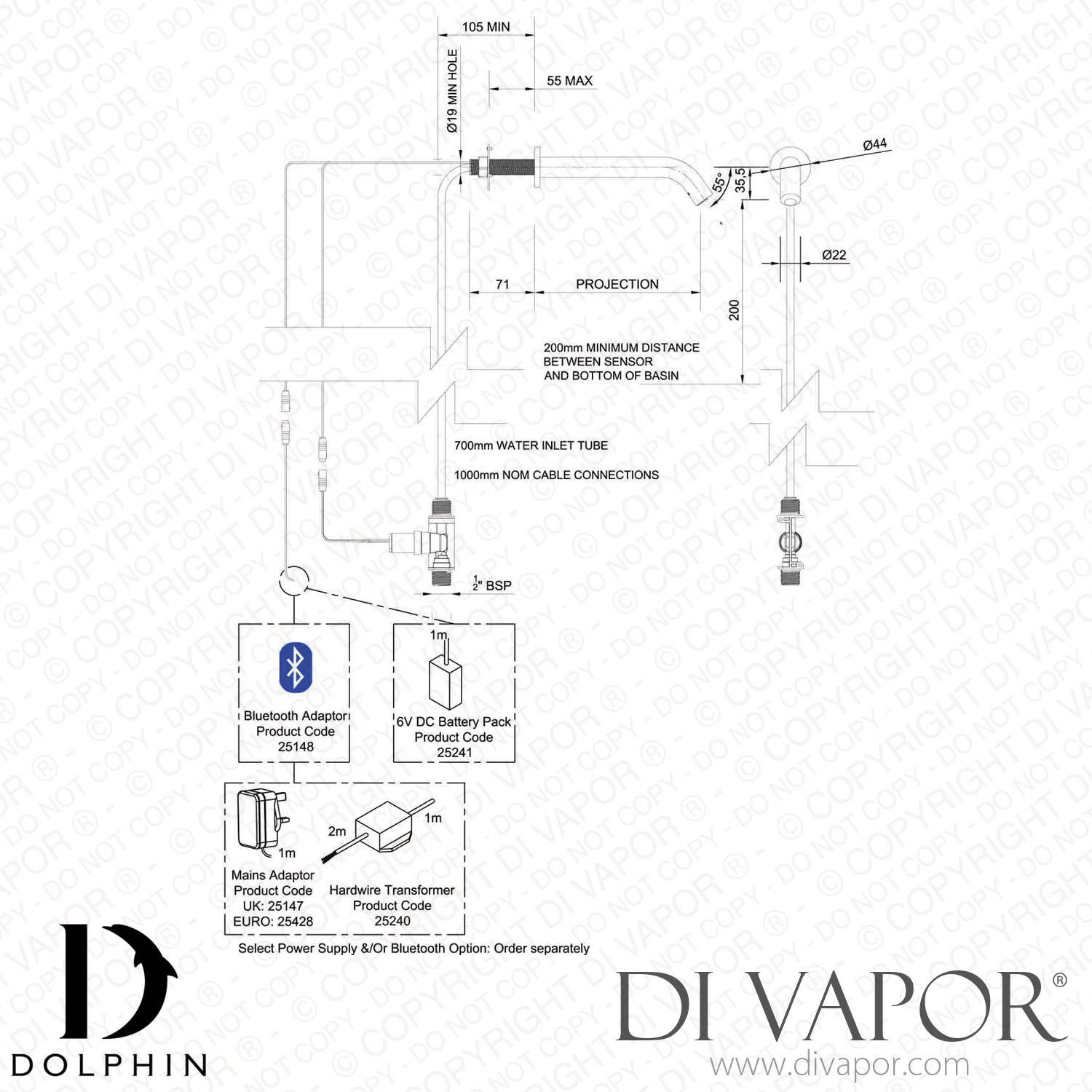 Dolphin Solutions Inform Slimline Wall Tap Thru Panel (DS113.150.1 BATT ...