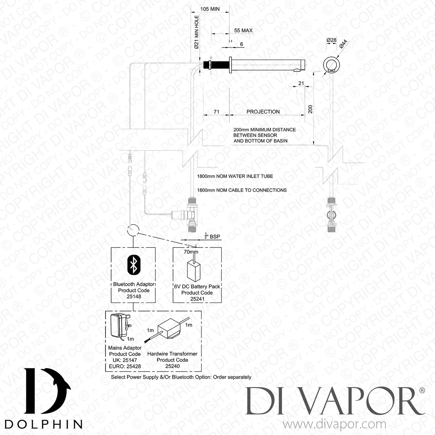 Dolphin Solutions Inform Straight Wall Tap (DS121.225.2.TRAN-W) Spare Parts