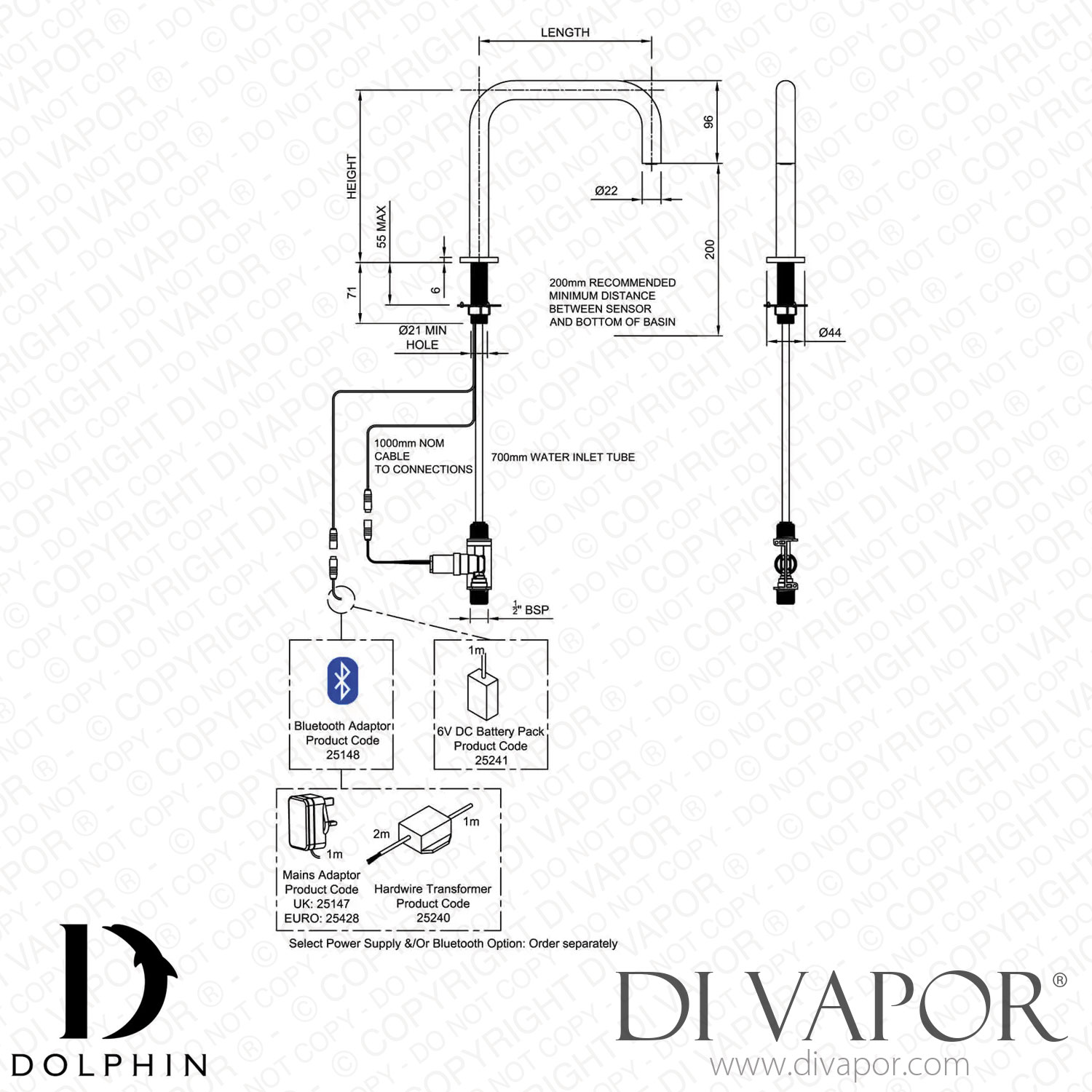 Dolphin Solutions Inform Slimline Basin Tap (DS211.150.150.3 TRAN-W ...