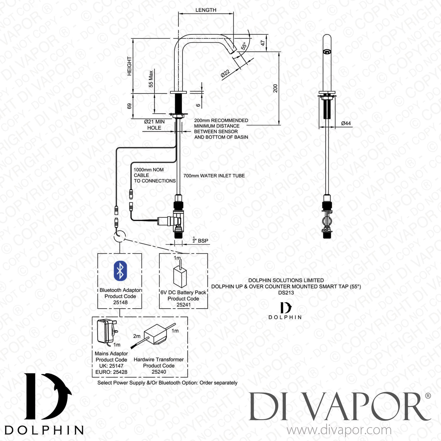 Dolphin Solutions Inform Slimline Basin Tap (DS213.150.150.1 TRAN-W ...