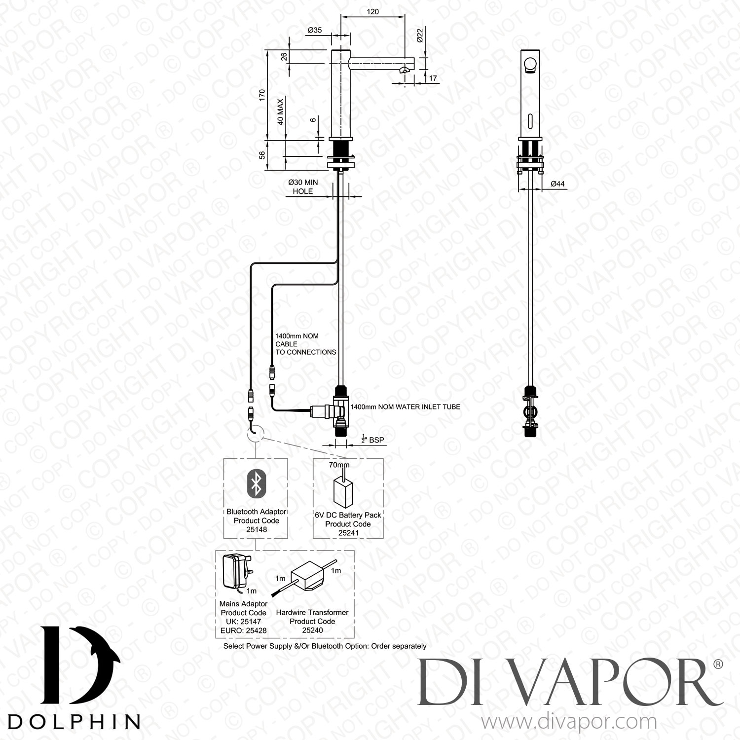 Dolphin Solutions Inform Counter Mounted Tap Straight Spout (DS221.120.170.5 TRAN-W) Spare Parts