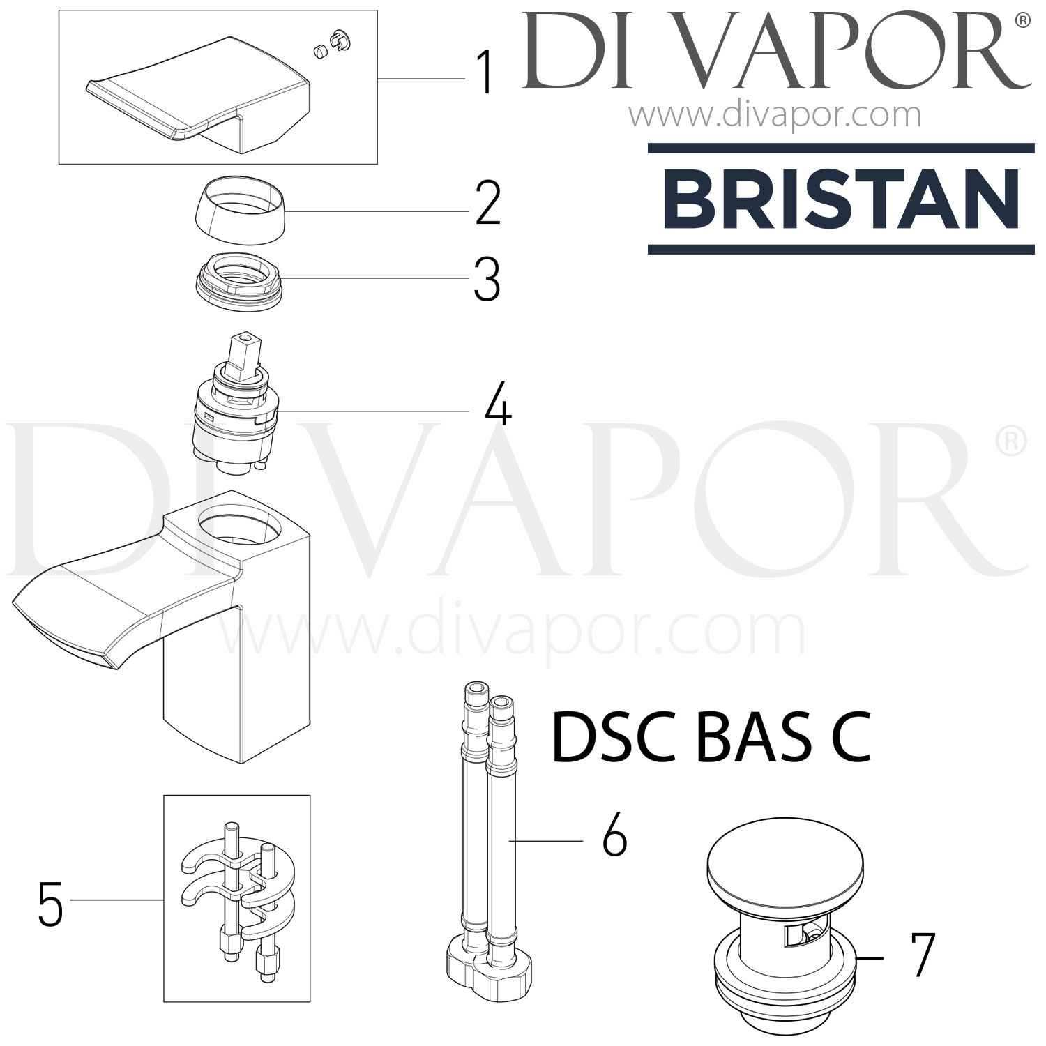 Bristan DSC BAS C Descent Basin Mixer with Clicker Waste Bathroom Tap ...