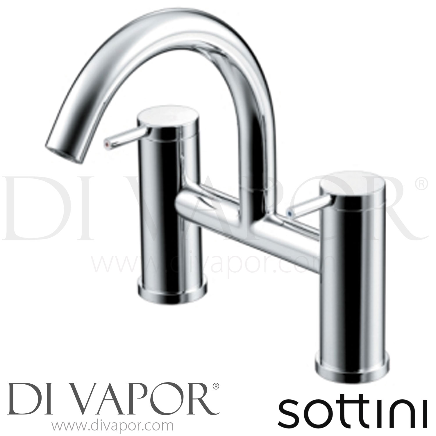 Sottini E1955AA Alchemy Dual Control Two Taphole Bath Filler - Lever ...