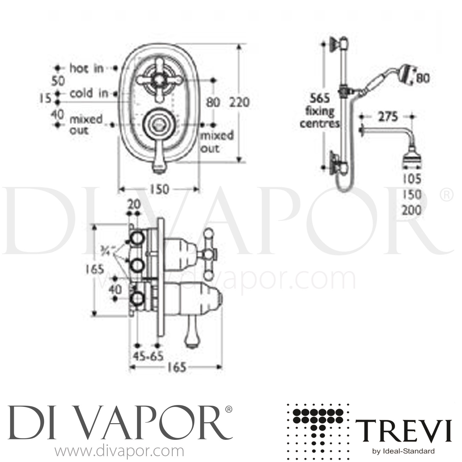 Trevi E3345AA Traditional Built-In Thermostatic Valve with BIV Shower ...
