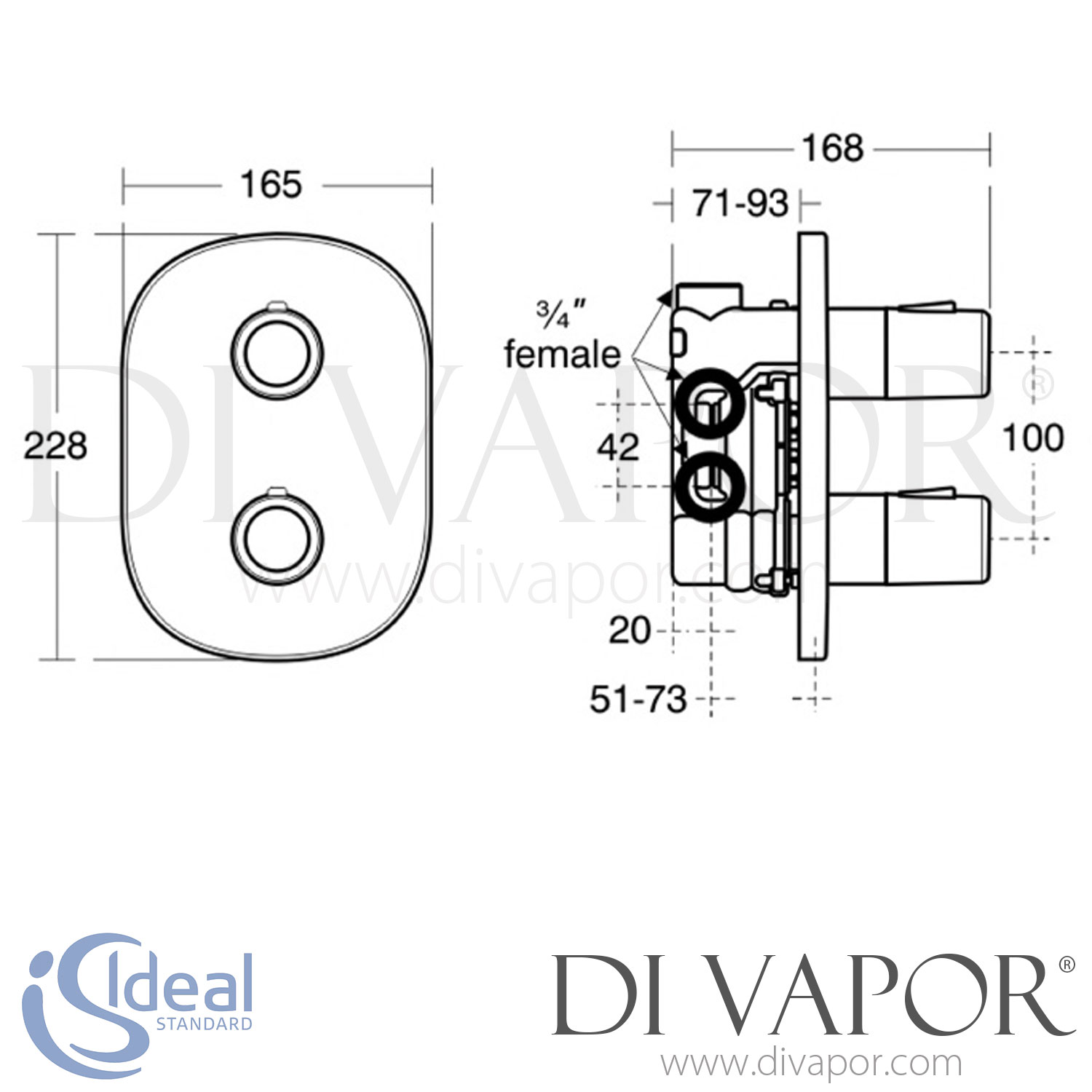 Ideal Standard E6410AA Jasper Morrison Faceplate with Handles for ...