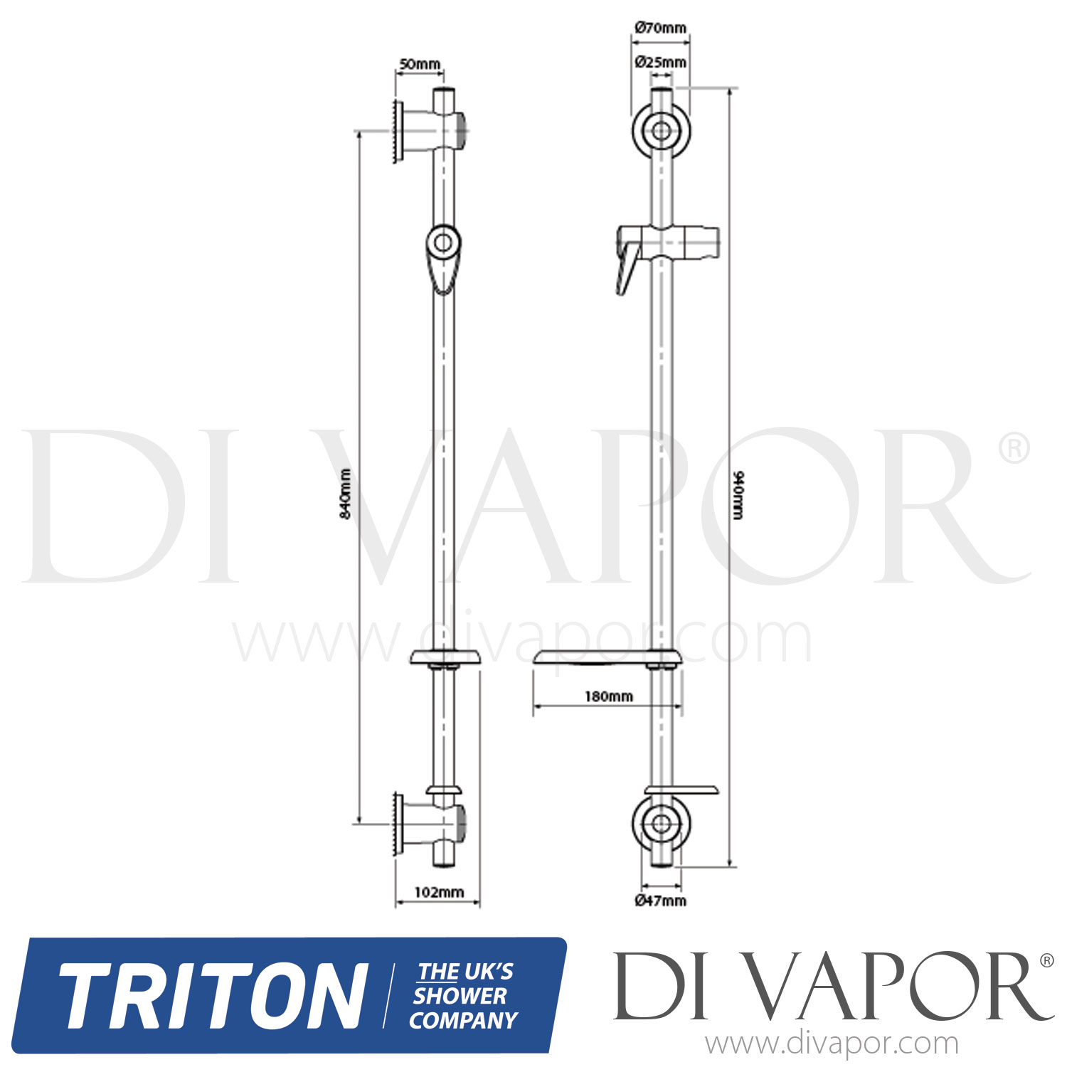Triton ELICMINCEX Elina Exposed Concentric TMV3 Mixer Shower + Grab ...