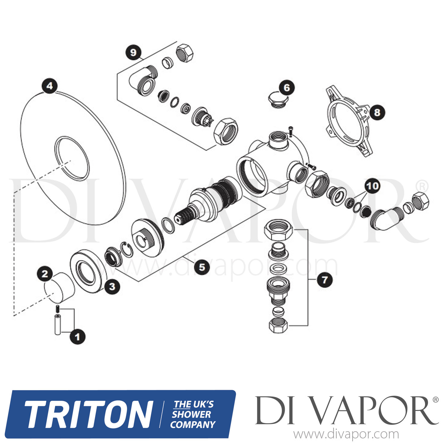 Triton ELITMV3BTSL Elina TMV3 Sequential Built-in Mixer Shower Spare Parts