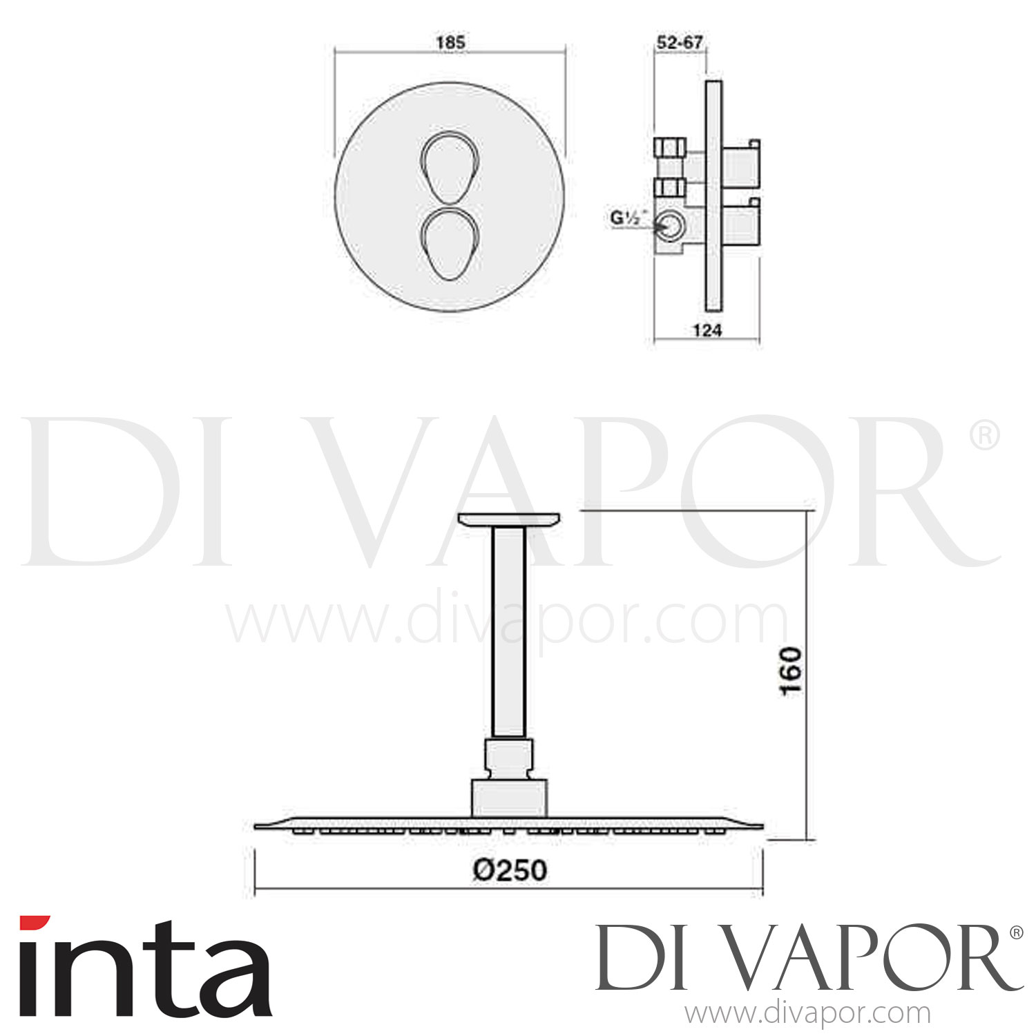 Inta ENZOD13 Enzo Thermostatic Deluxe Concealed Mixer Shower with ...