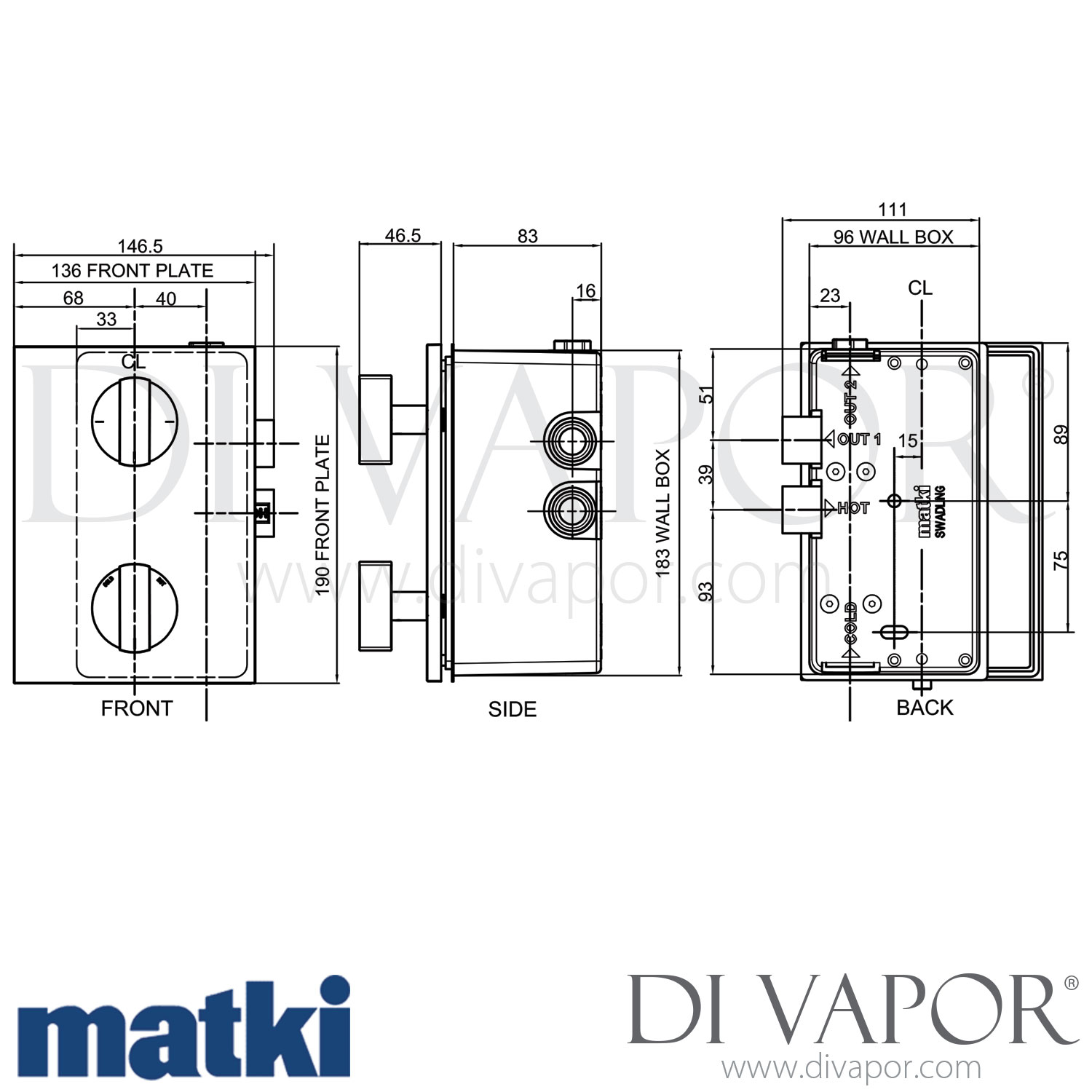 Matki EX05/I Linear Concealed Thermostatic Shower Spare Parts