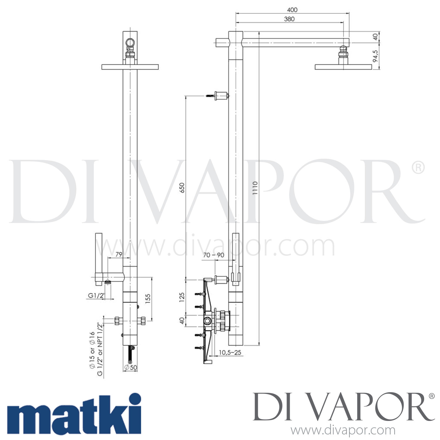 Matki EX100 Elixir Shower Column Spare Parts