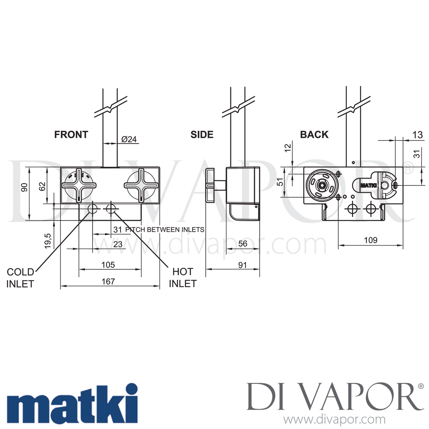 Matki EX917/X Elixir Modern Cross Exposed Dual Outlet Shower Mixer ...