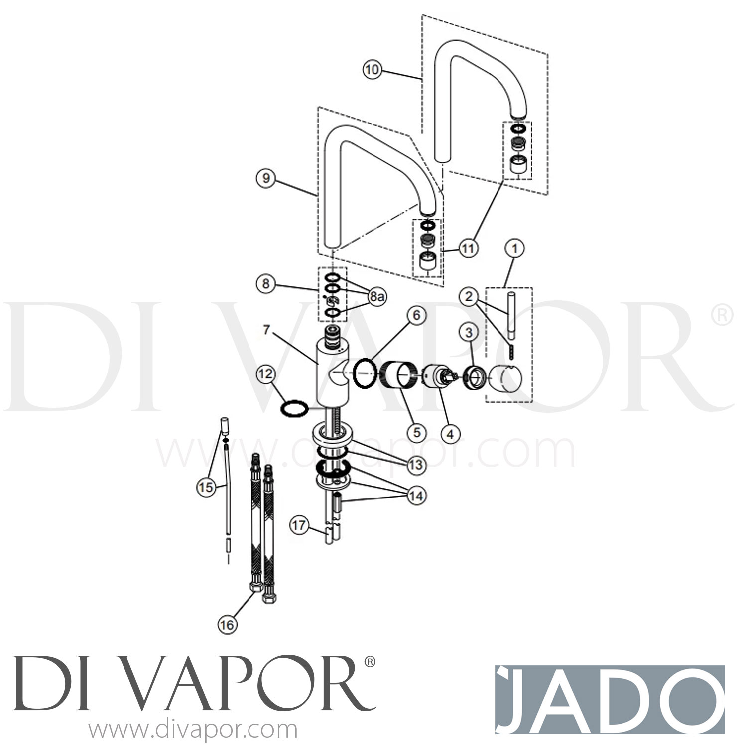 Jado F1295AA Geometry Single Lever Basin Mixer Tap Spare Parts