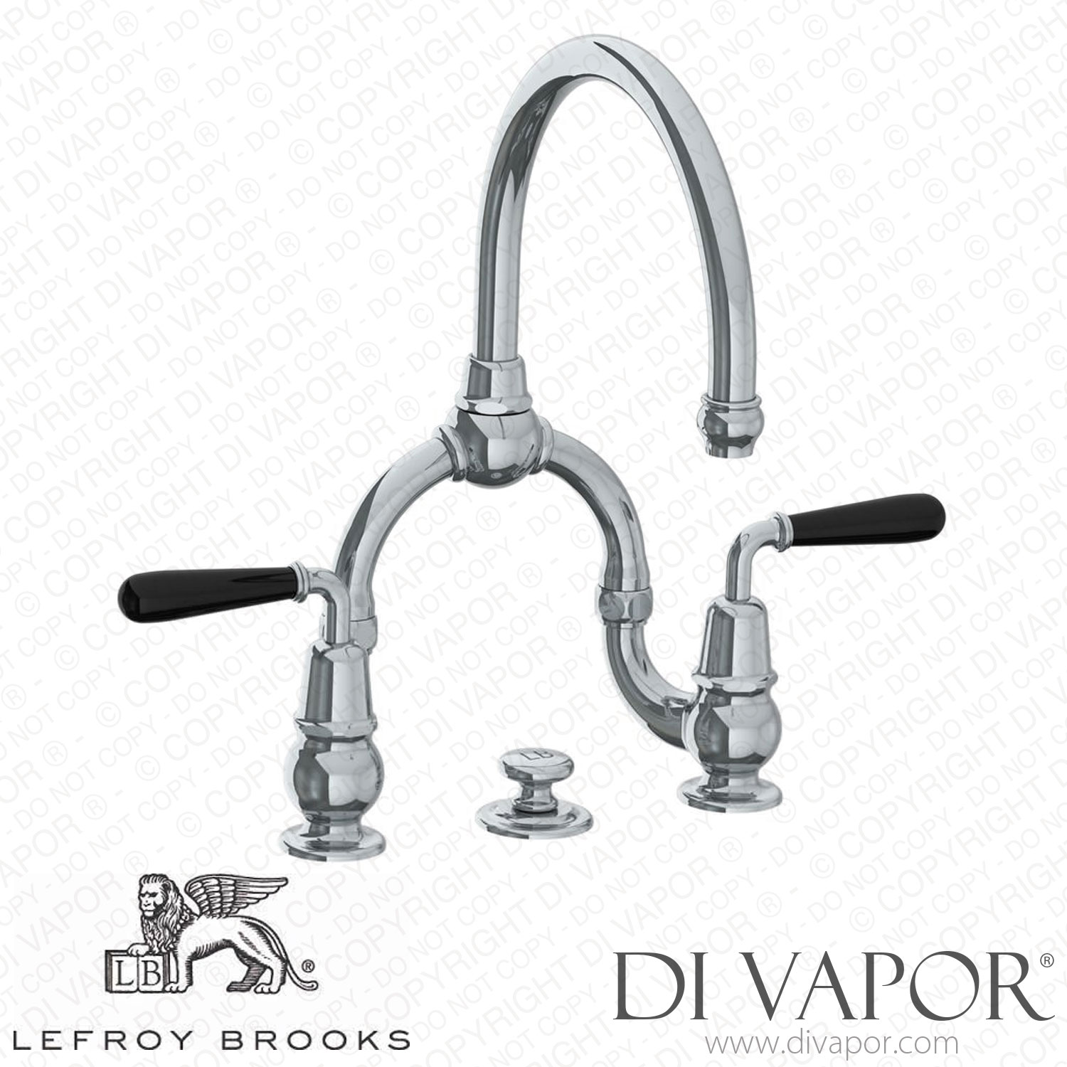 Lefroy Brooks La Chapelle Basin Bridge Mixer With Black Torpille Levers ...