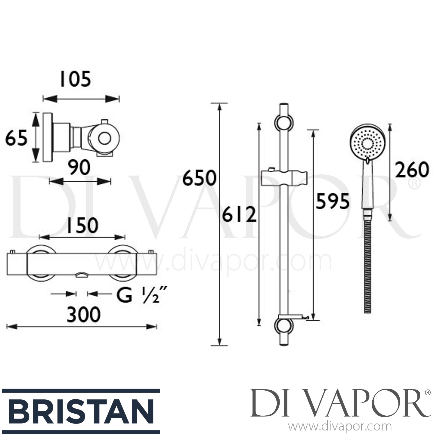 Bristan FZ SHXMMCTFF C Frenzy Thermostatic Bar Shower with Multi Function Handset Spare Parts