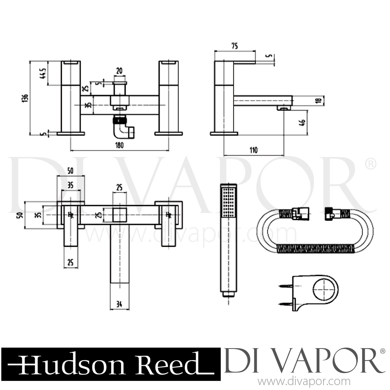 Hudson Reed Genna Bath Shower Mixer Spare Parts