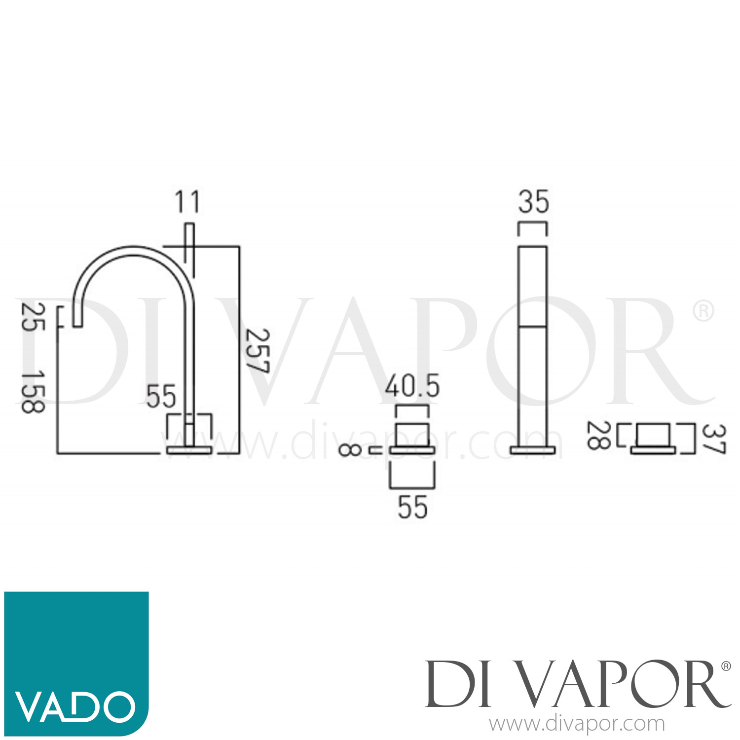 VADO GEO-101-C/P GEO 3 Hole Basin Mixer Spout Spare Parts