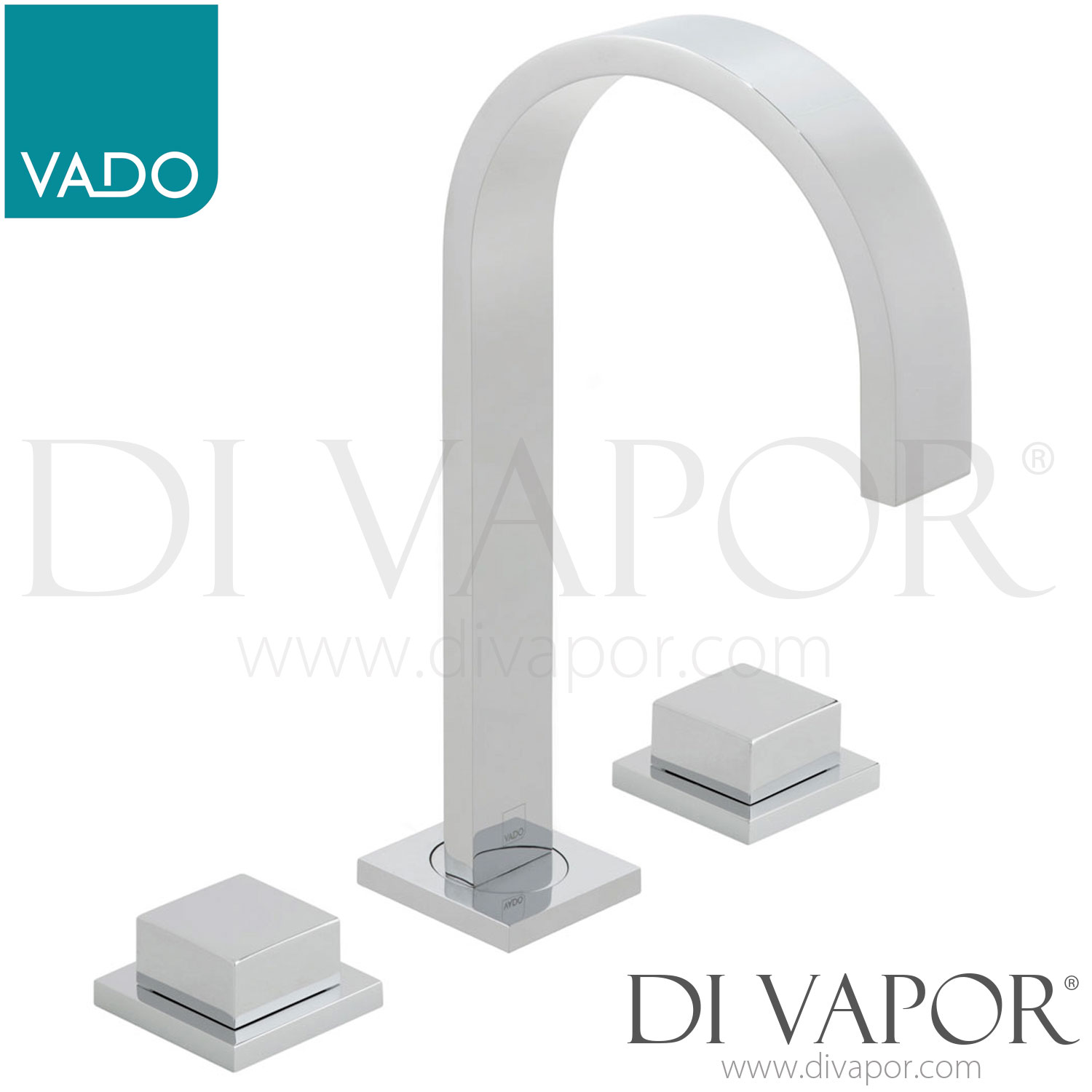 VADO GEO-201-C/P GEO Square Handle 3 Hole Deck Mounted Basin Mixer ...